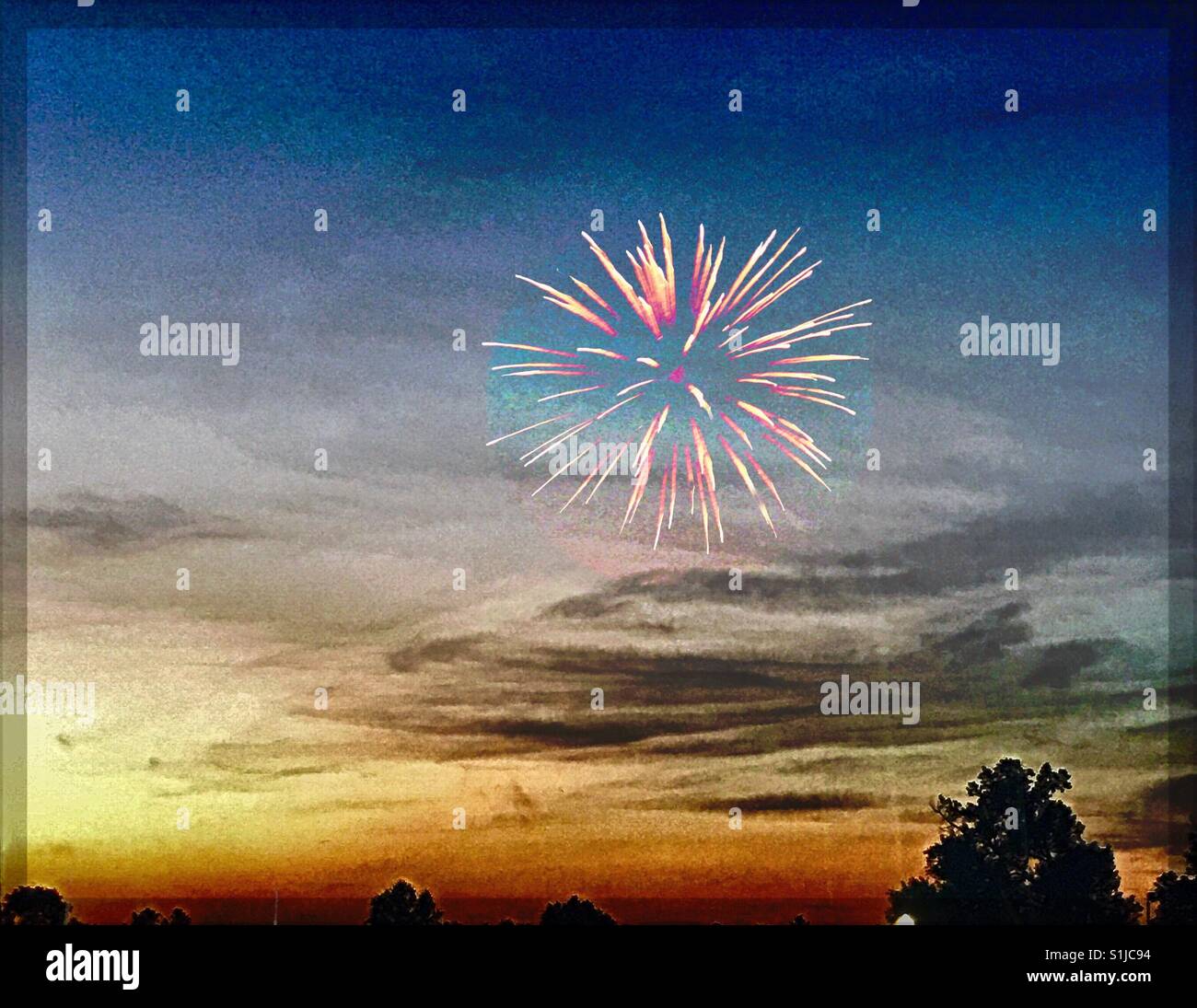 Fireworks sunset hi-res stock photography and images - Alamy