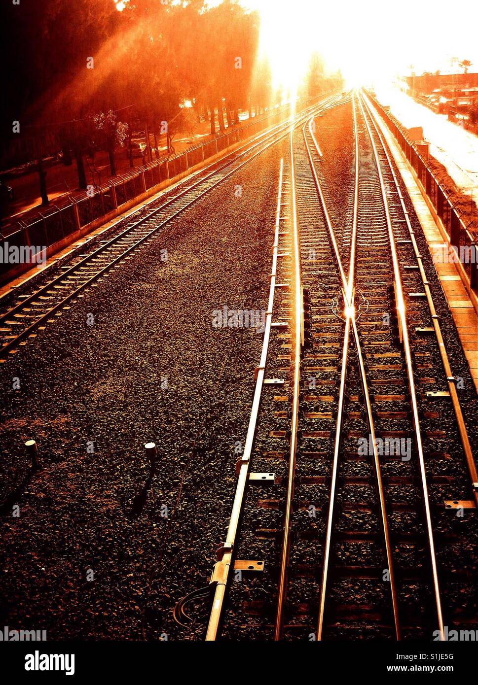 elevated view of railroad junction Stock Photo - Alamy