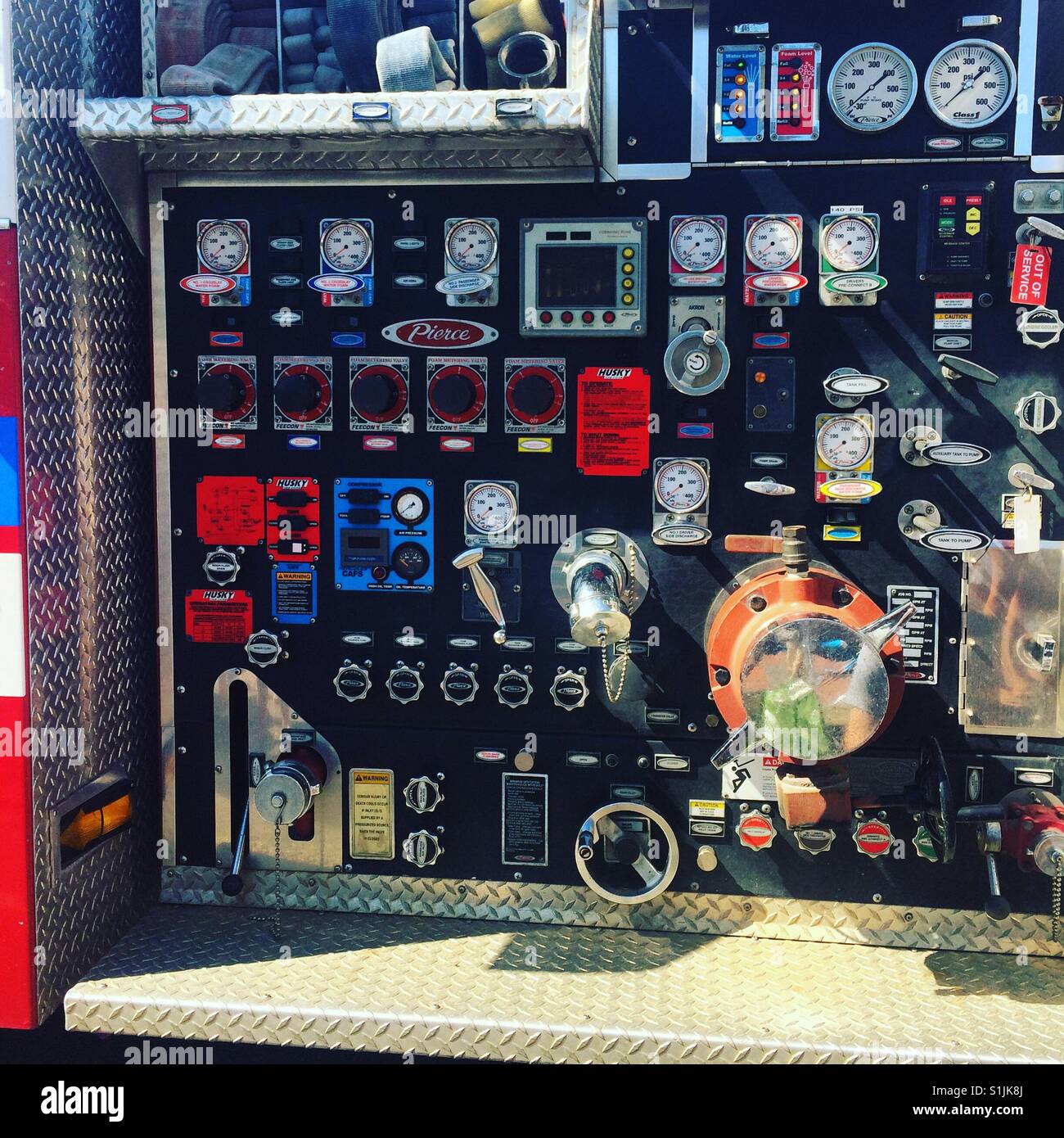 Fire engine controls Stock Photo - Alamy