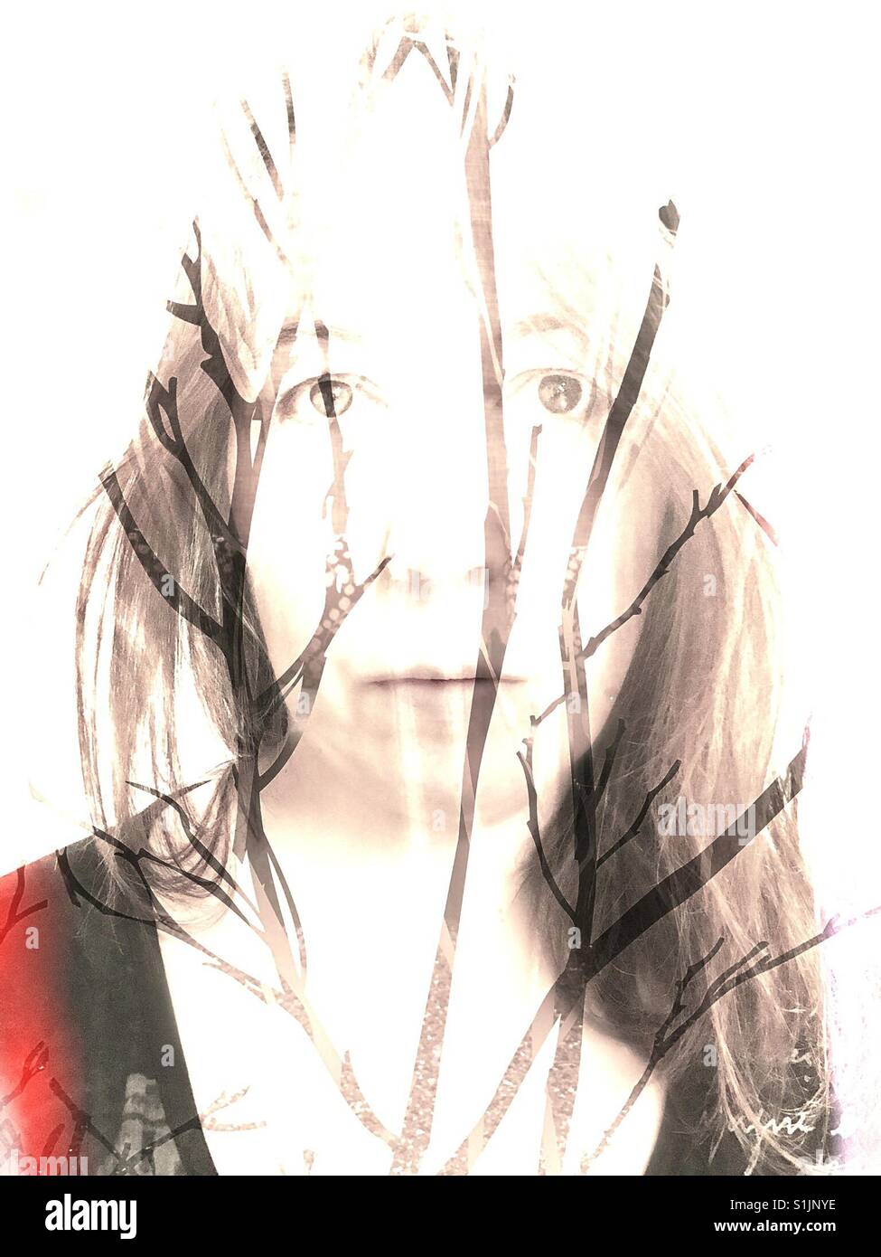 Woman with Trees Double Exposure Stock Photo - Alamy