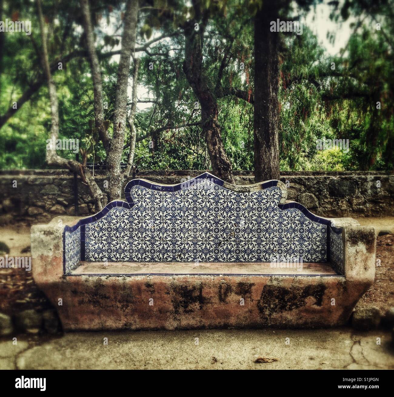 Tiled bench, Evora, Portugal Stock Photo - Alamy