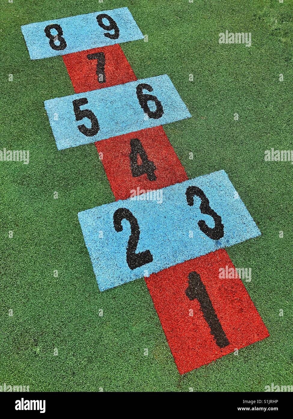 The layout of a hopscotch game board in a children's playground ...