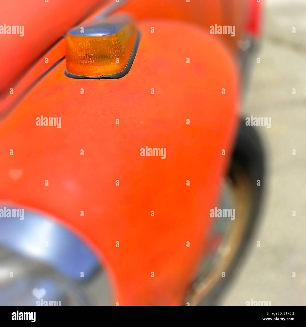 The front turning light of a red bug car Stock Photo - Alamy