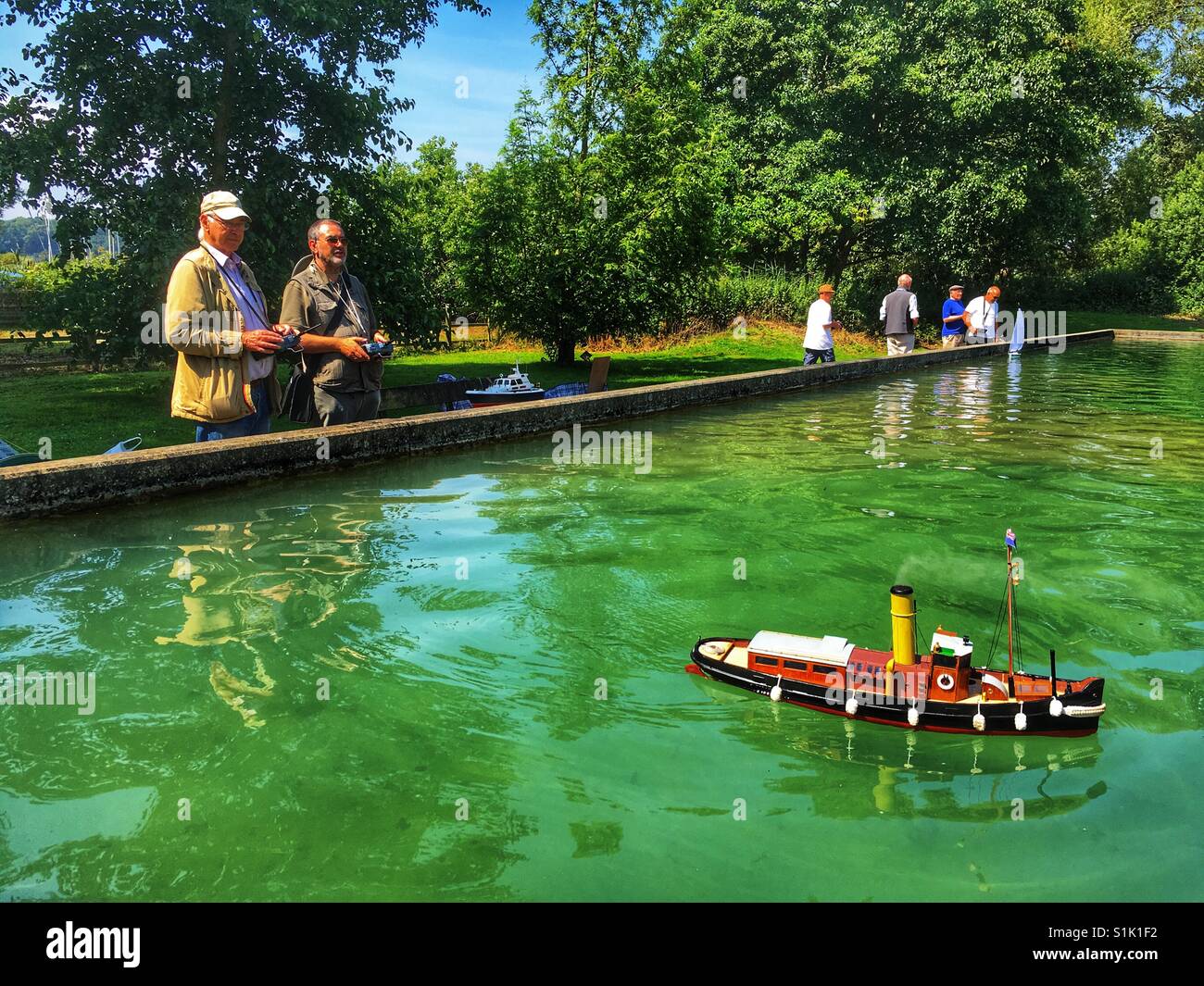 Steam powered radio controlled model boat, Woodbridge, Suffolk, England ...