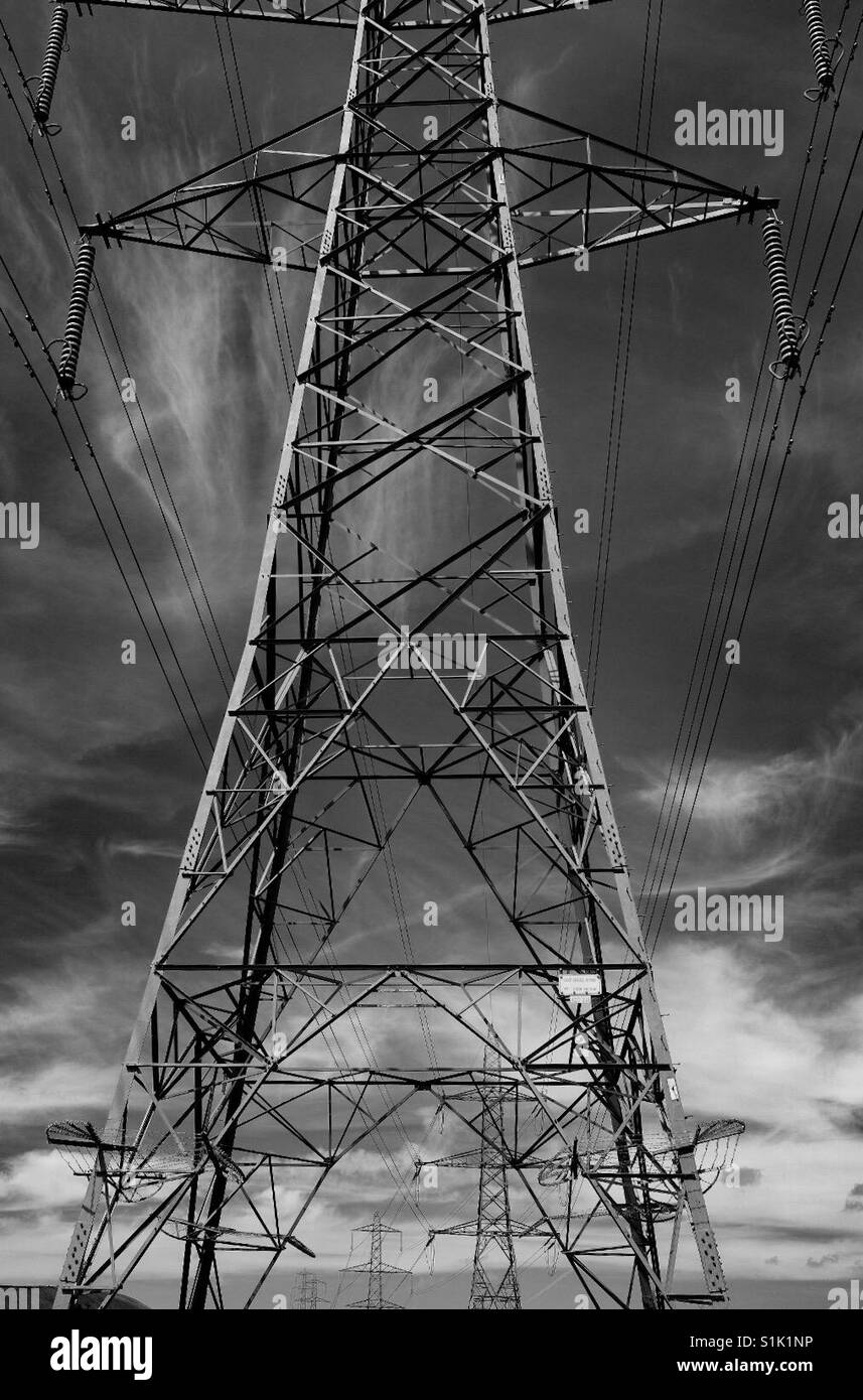 Electric Pylons Black and White Stock Photos & Images - Alamy