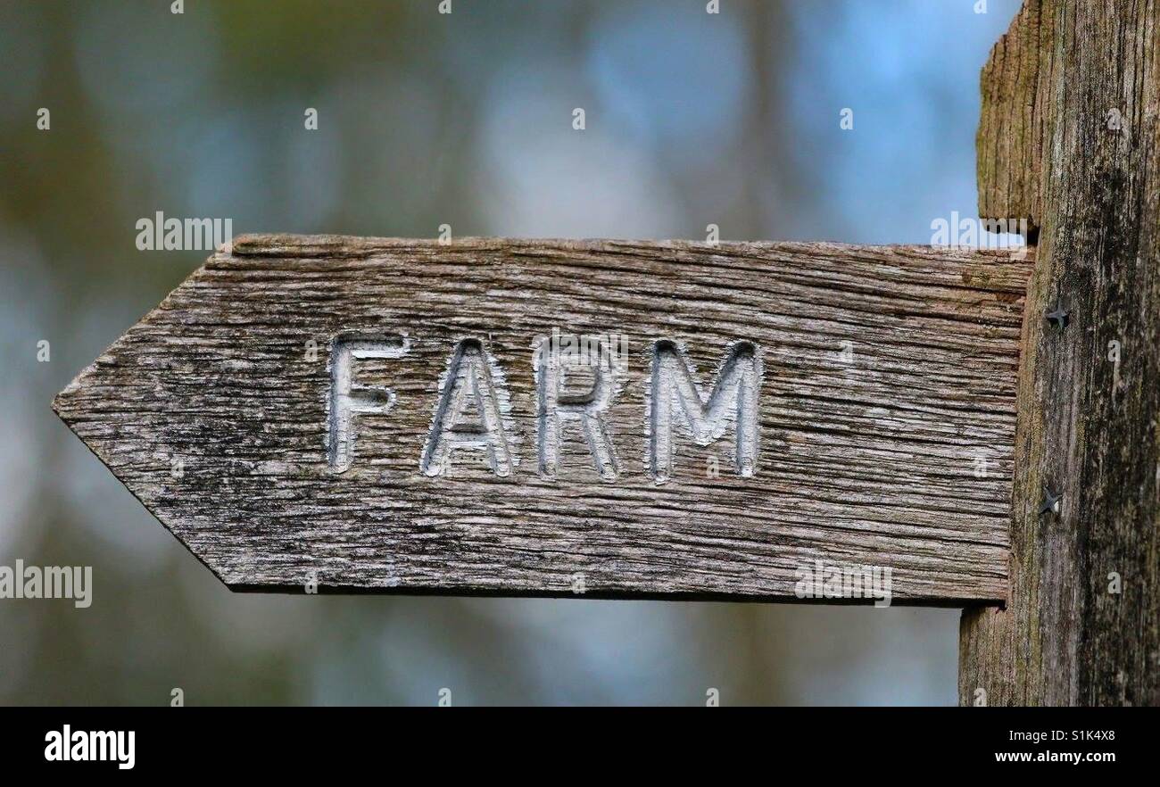 Wooden Farm Sign Stock Photo - Alamy