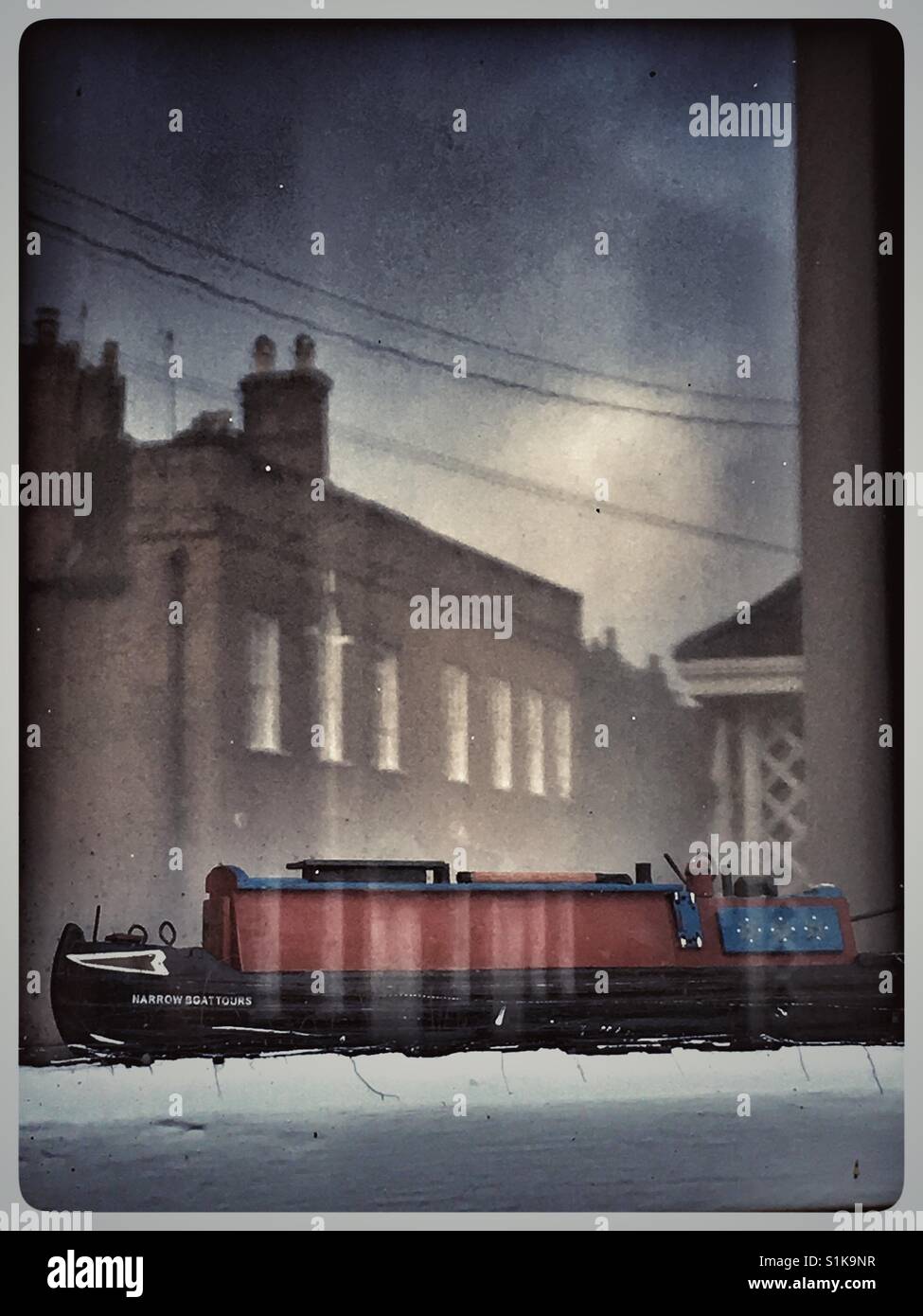 Canal boat model in window Stock Photo - Alamy