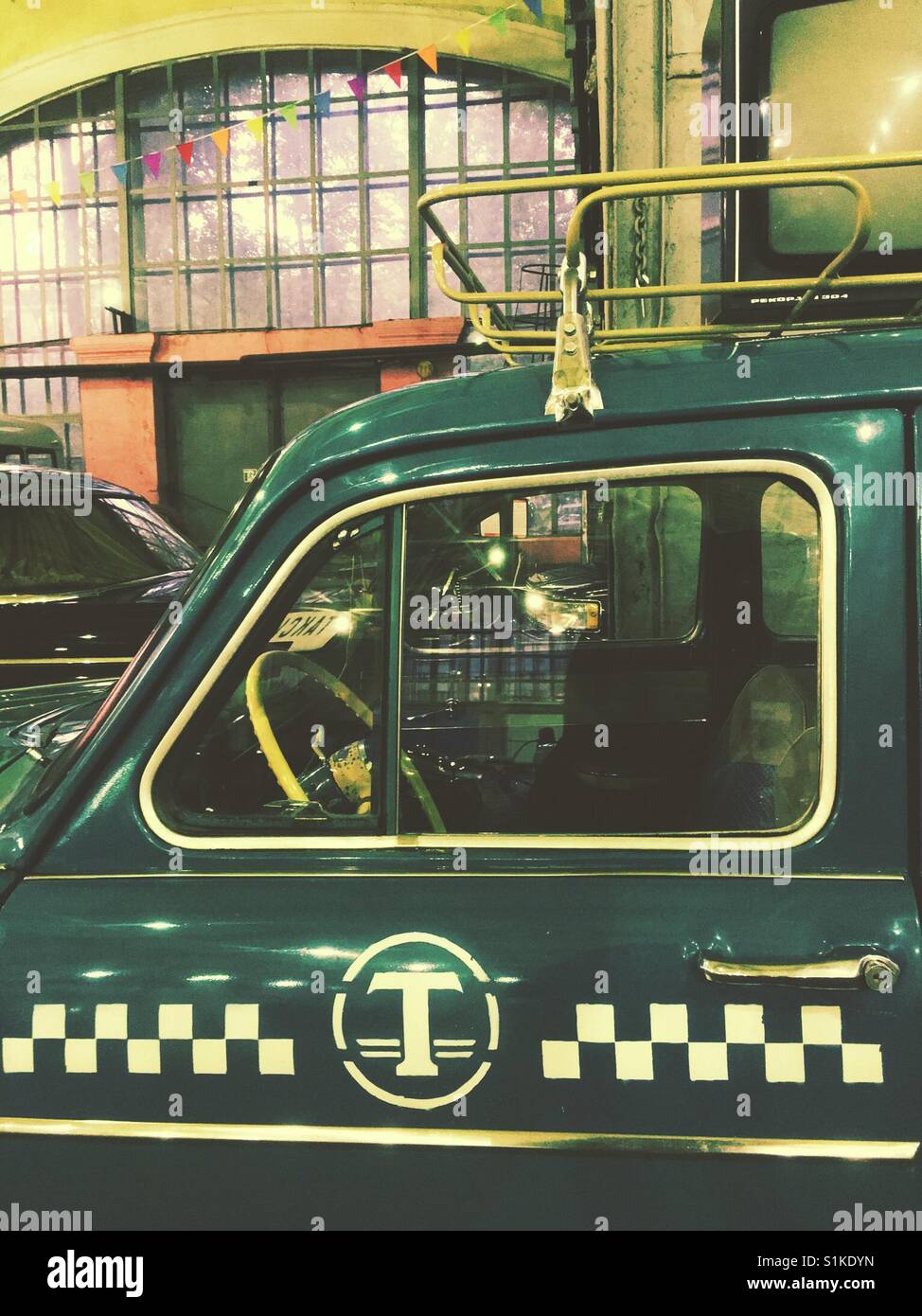 Vintage Russian Taxi in Moscow car museum Stock Photo - Alamy