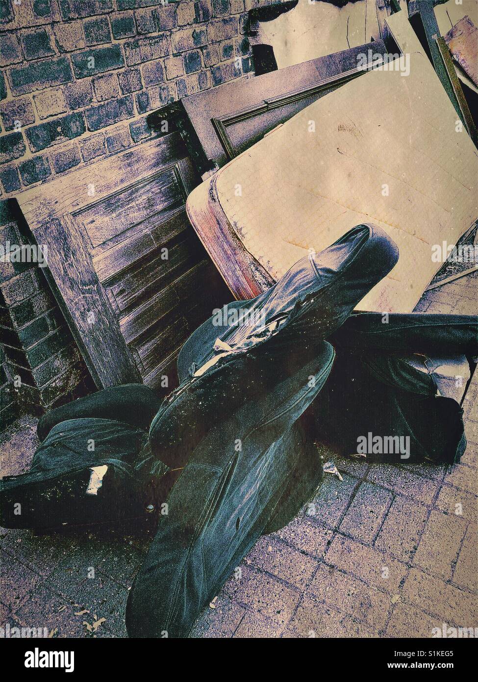 Dumped mattress and furniture fly tipping in street, London, England ...
