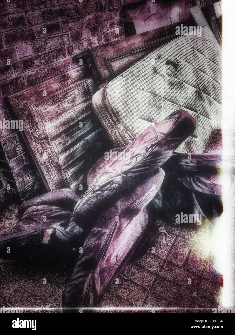 Dumped mattress and furniture fly tipping in street, London, England ...