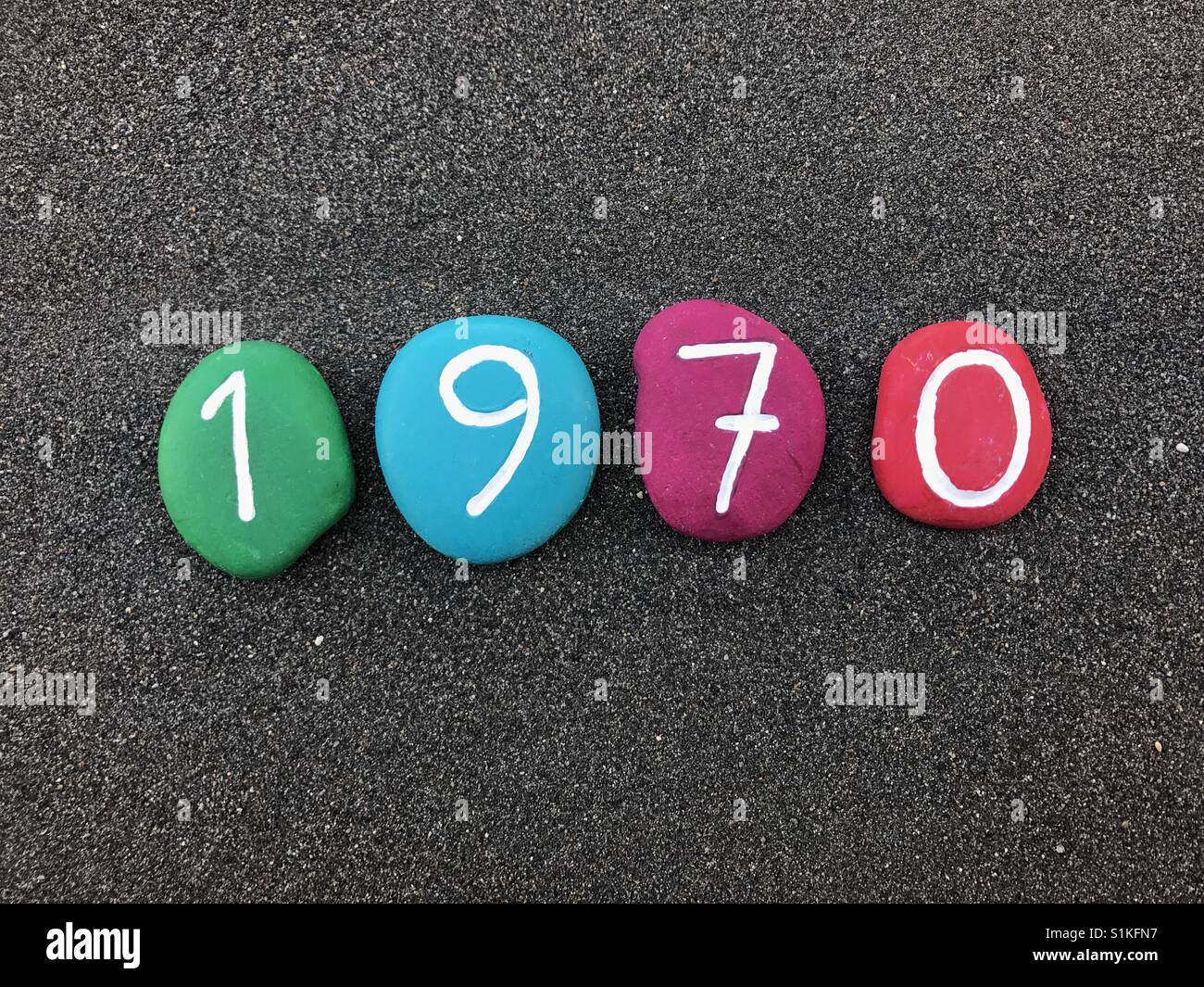 Year 1970 on colored stones Stock Photo - Alamy