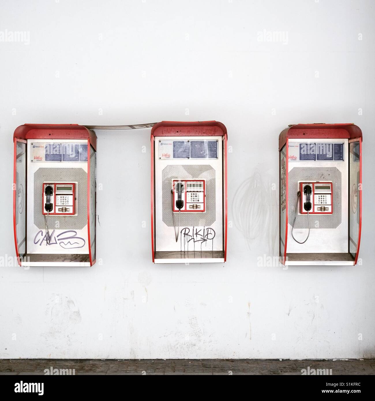 Three phone booths Stock Photo - Alamy