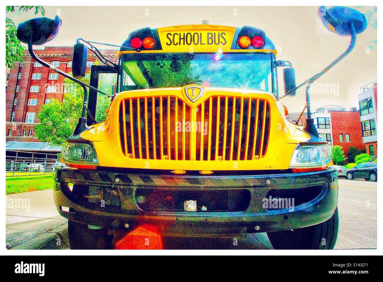 American yellow school bus Stock Photo - Alamy