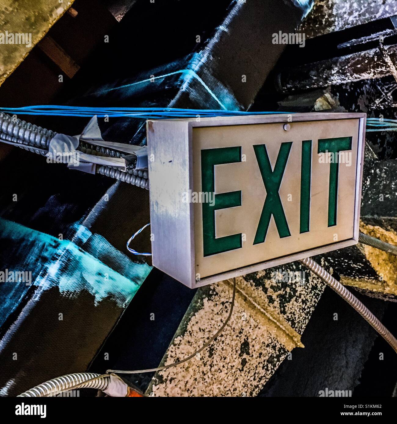 Ceiling exit sign hi-res stock photography and images - Alamy