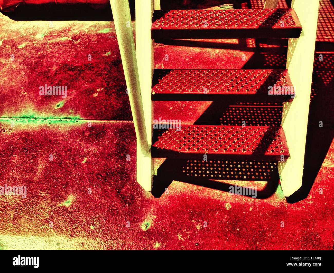 Red metal steps Stock Photo - Alamy