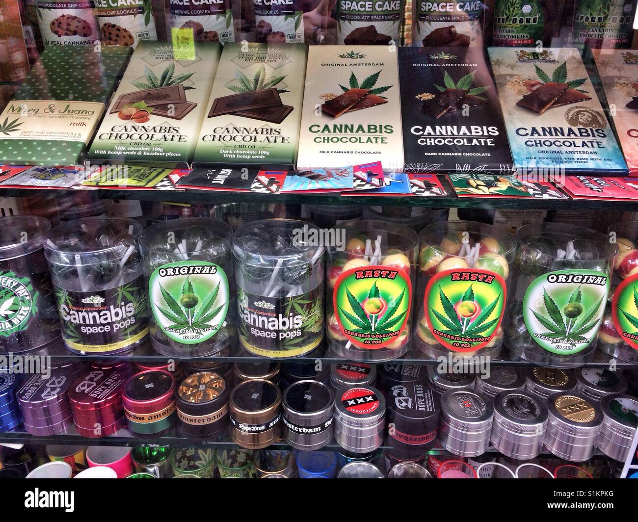 Cannabis Chocolates And Sweets Candies For Sale In An Amsterdam Stock