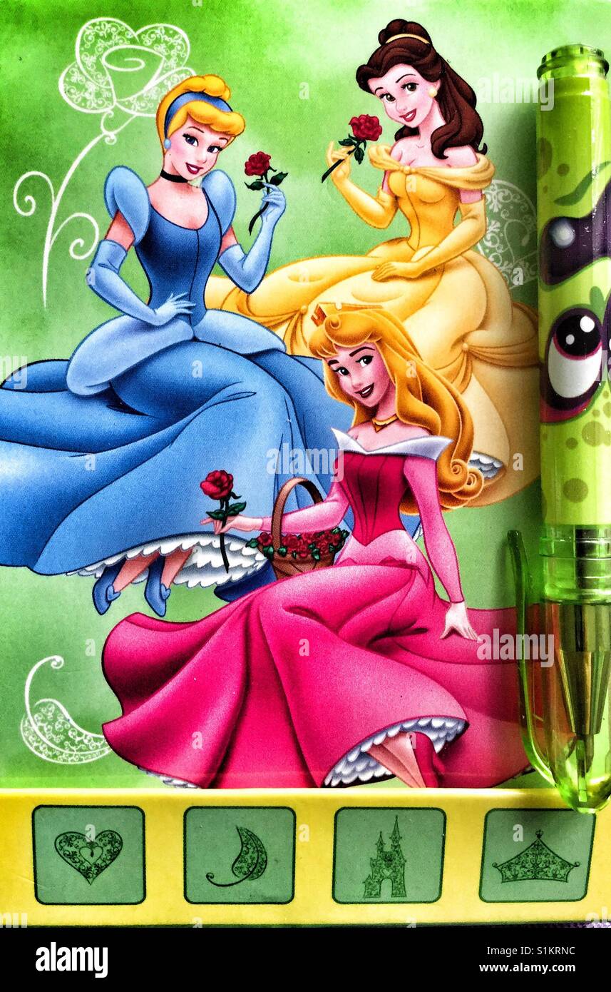 Disney Princesses notepad and pen Stock Photo - Alamy