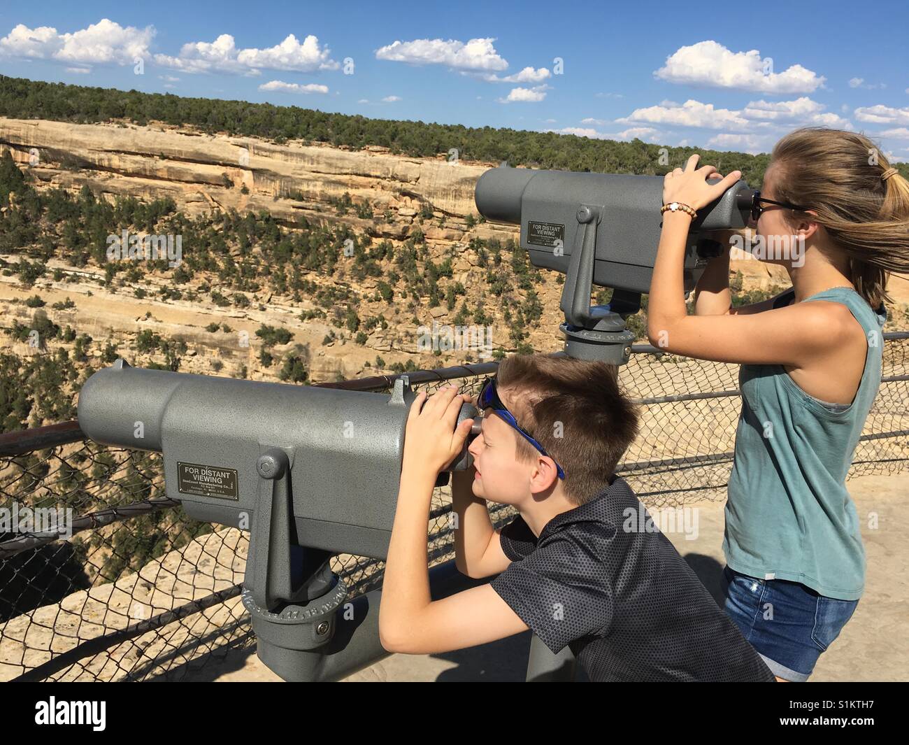 Kids Viewing Mesa Verde Stock Photo - Alamy
