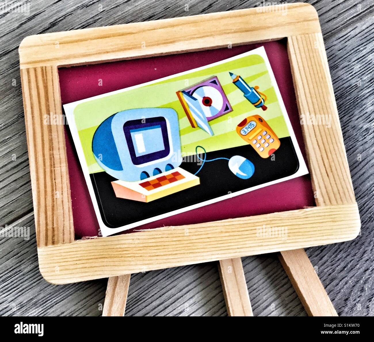 Miniature chalkboard with image of classroom objects Stock Photo - Alamy