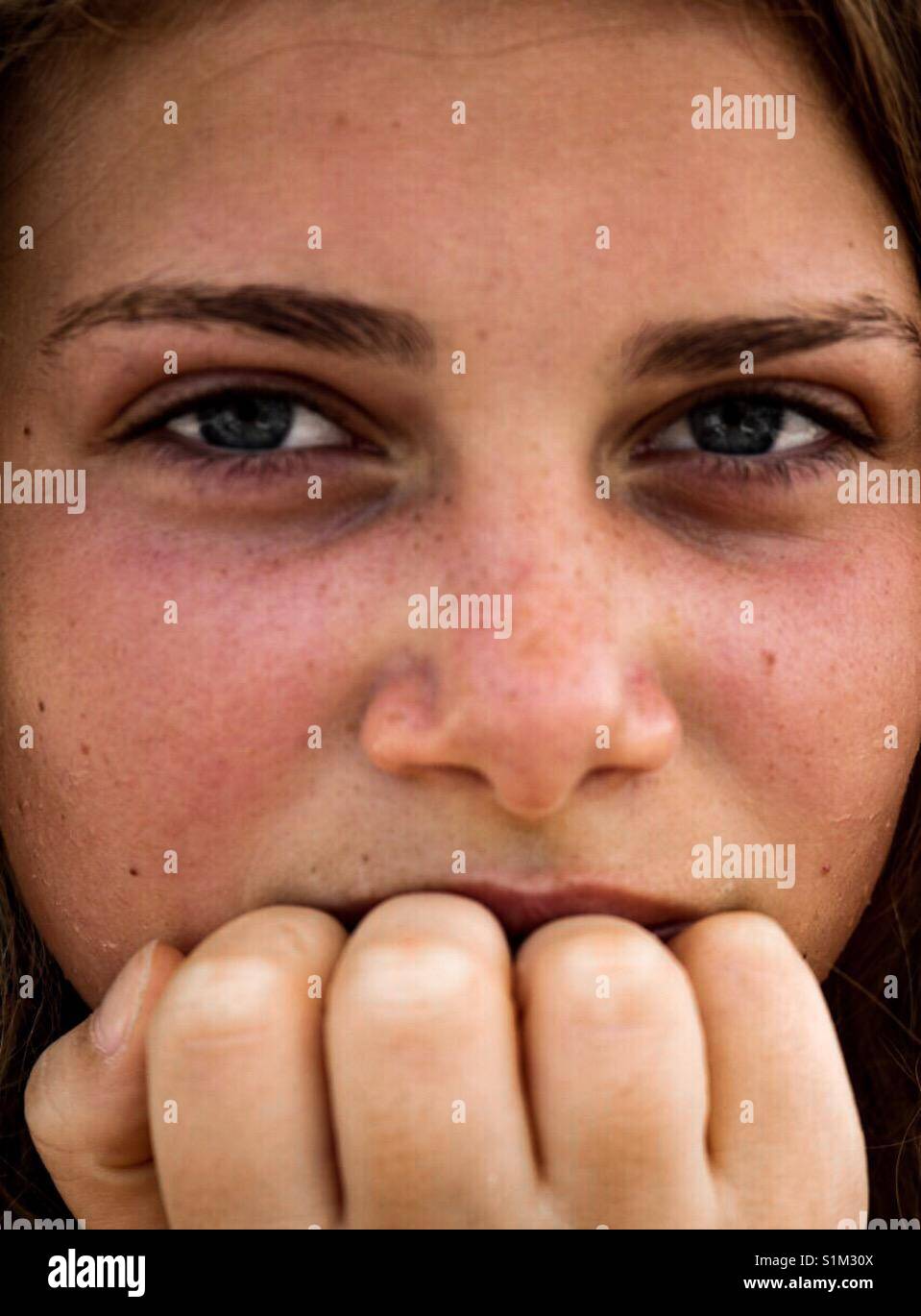 Red and blue face hi-res stock photography and images - Alamy