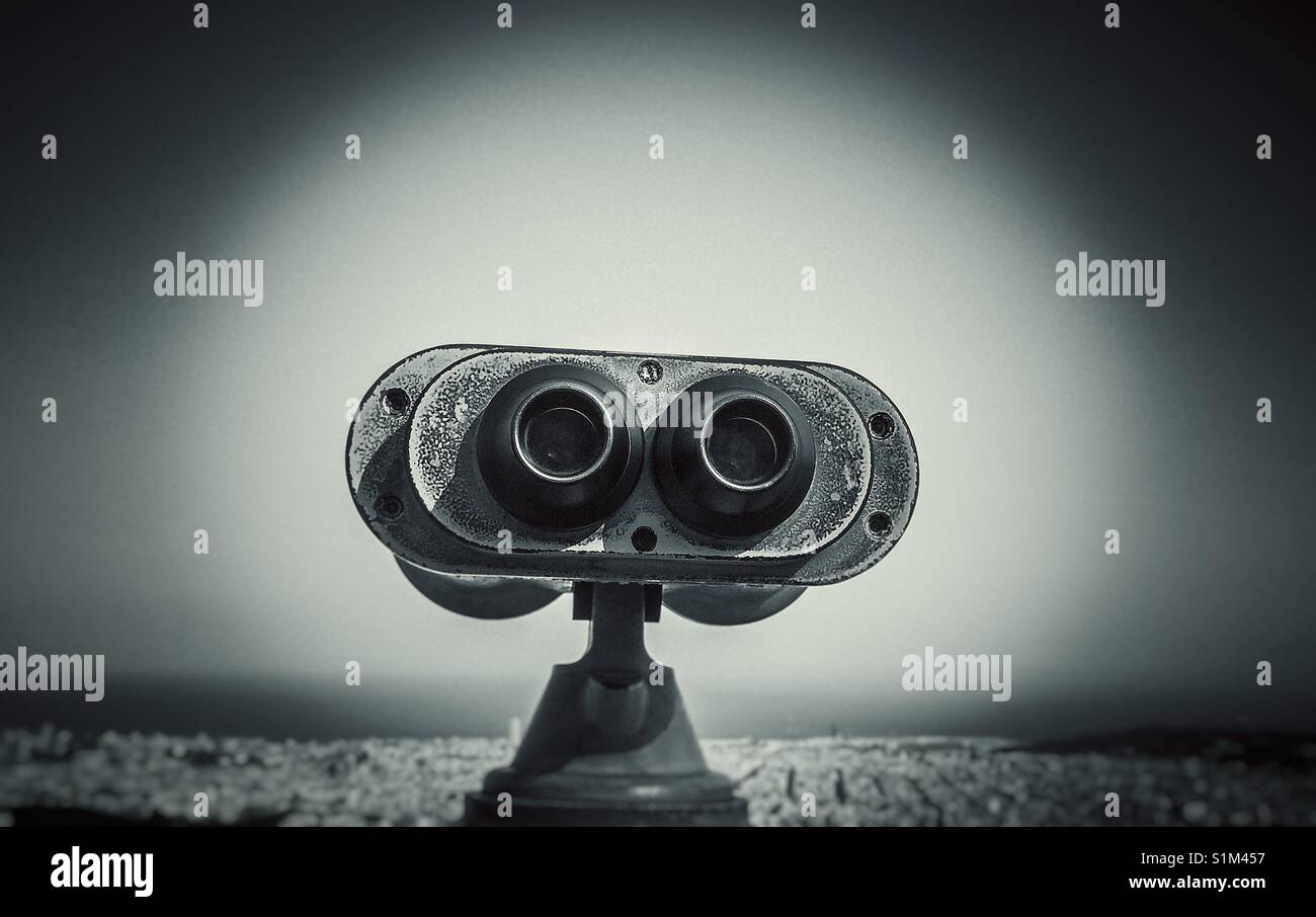 Sightseeing binoculars for viewing Barcelona skyline Stock Photo - Alamy