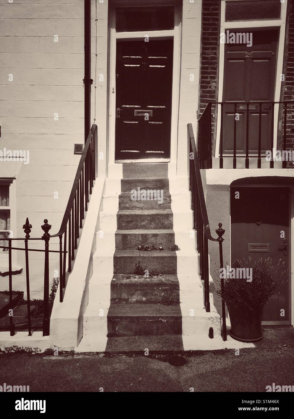 Flight of steps to house England UK Stock Photo - Alamy