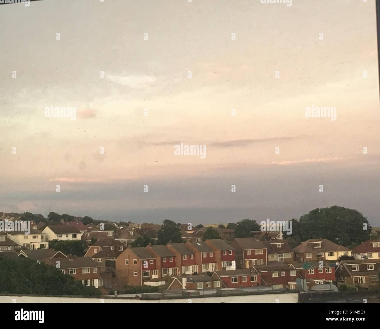 Town through a window view Stock Photo - Alamy