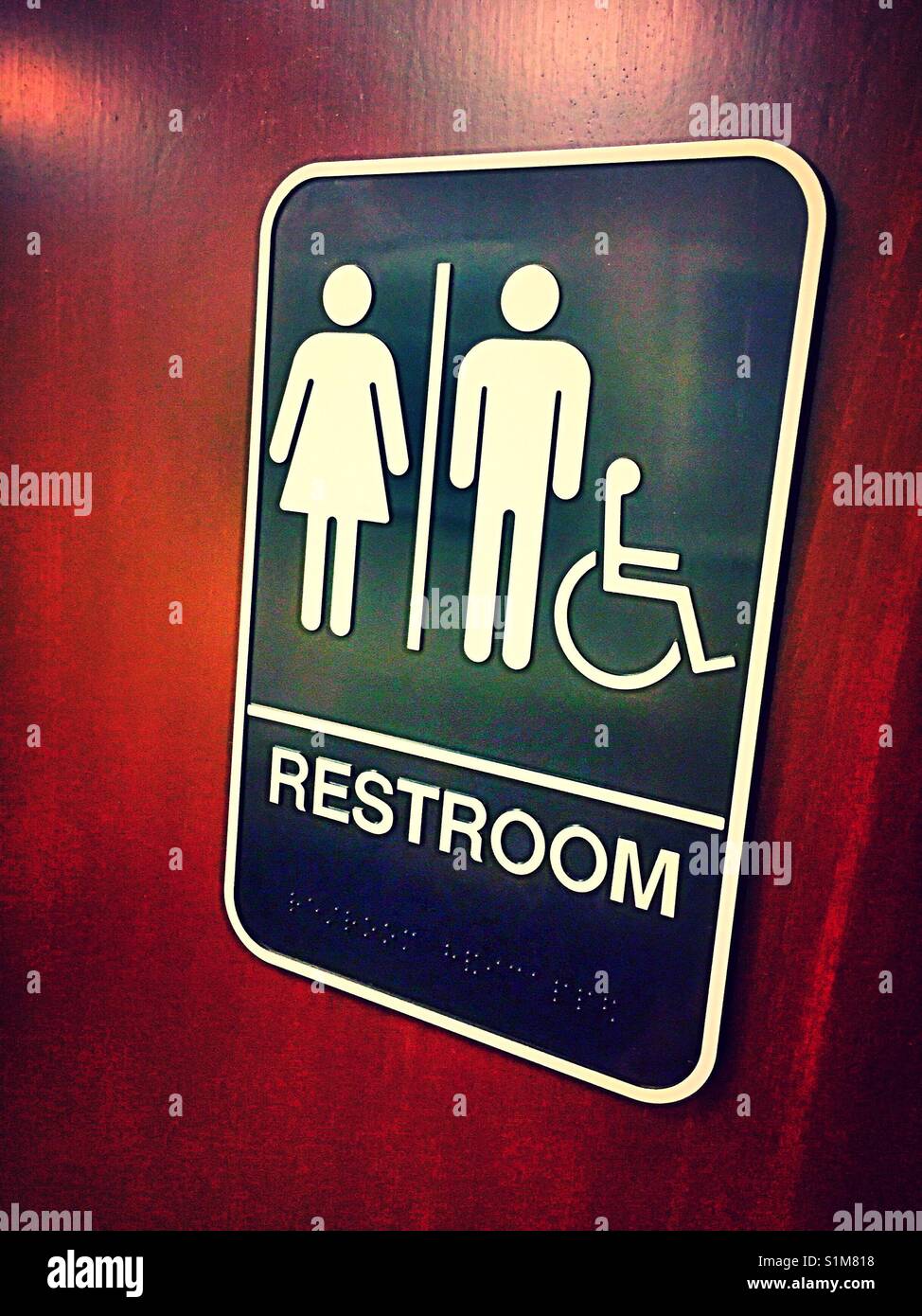 Unisex and ADA accessible restroom sign, USA Stock Photo - Alamy