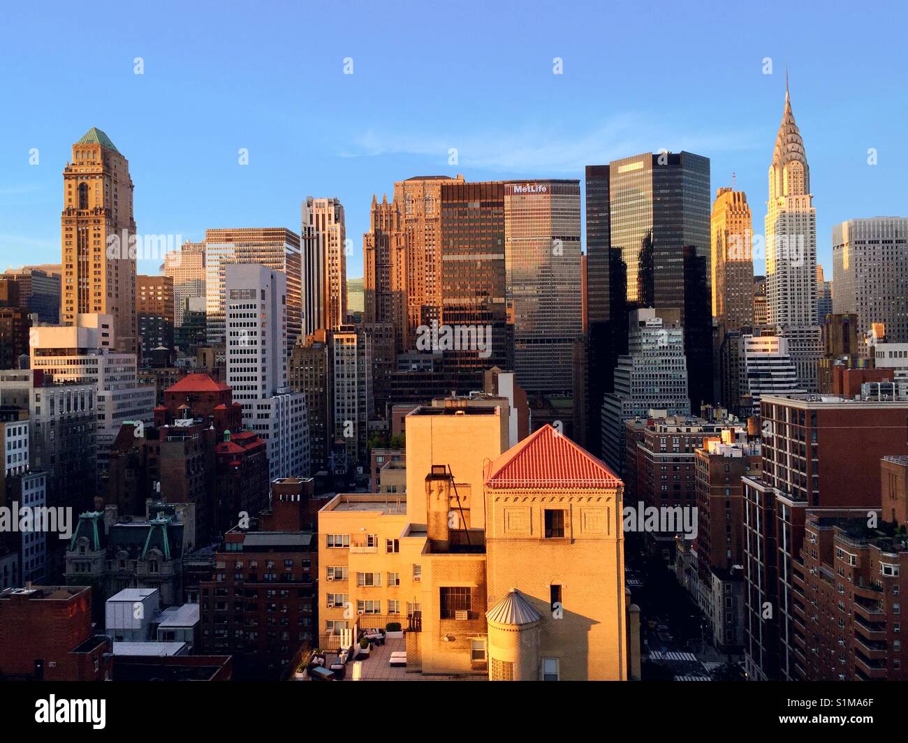 Rooftop view of Murray Hill neighborhood and skyscrapers in midtown ...