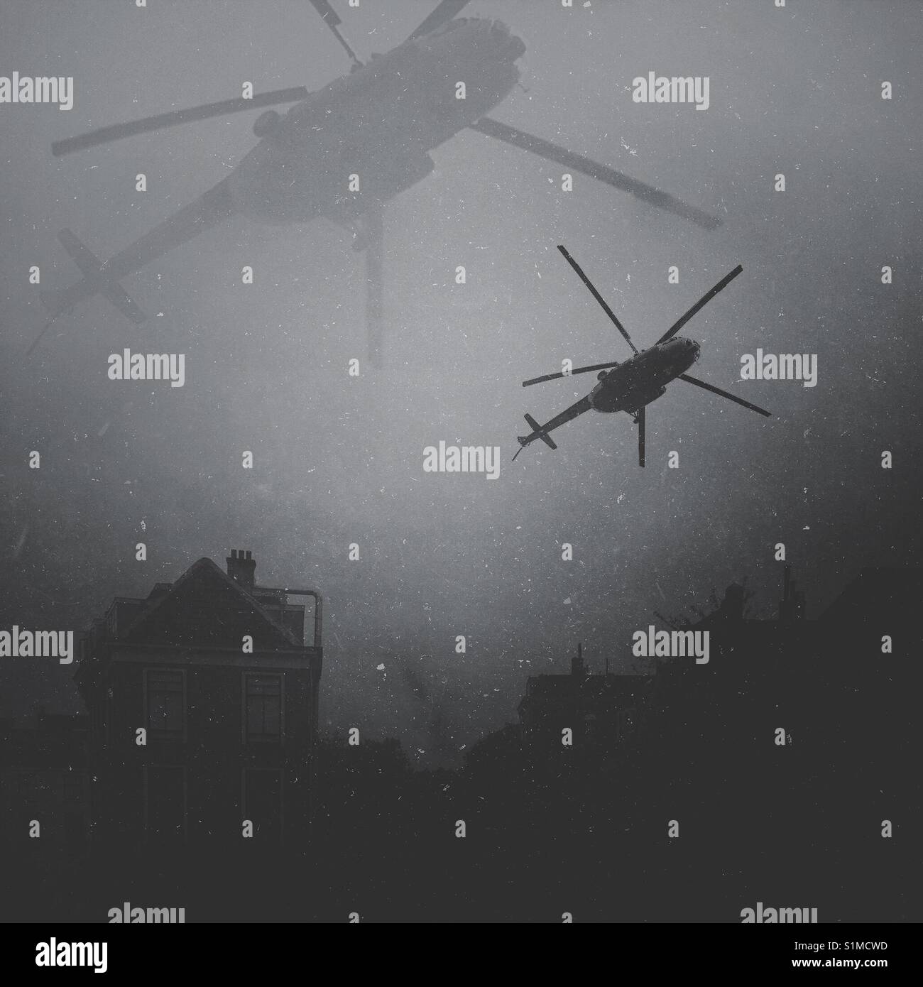 Helicopter urban surveillance Stock Photo - Alamy