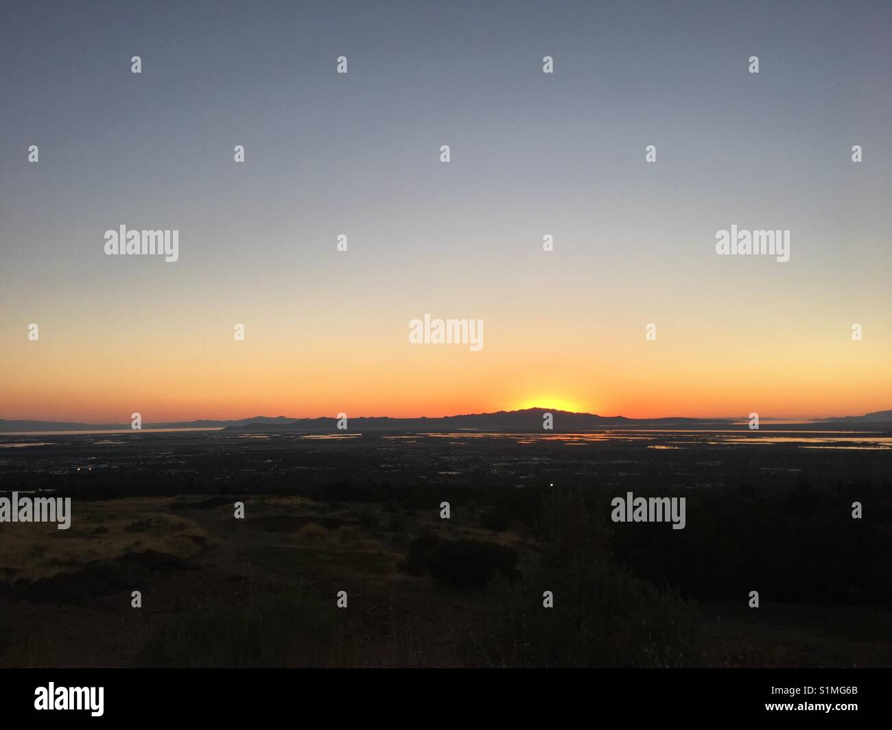 A sunset shot over the Great Salt Lake from Bountiful, Utah Stock Photo ...