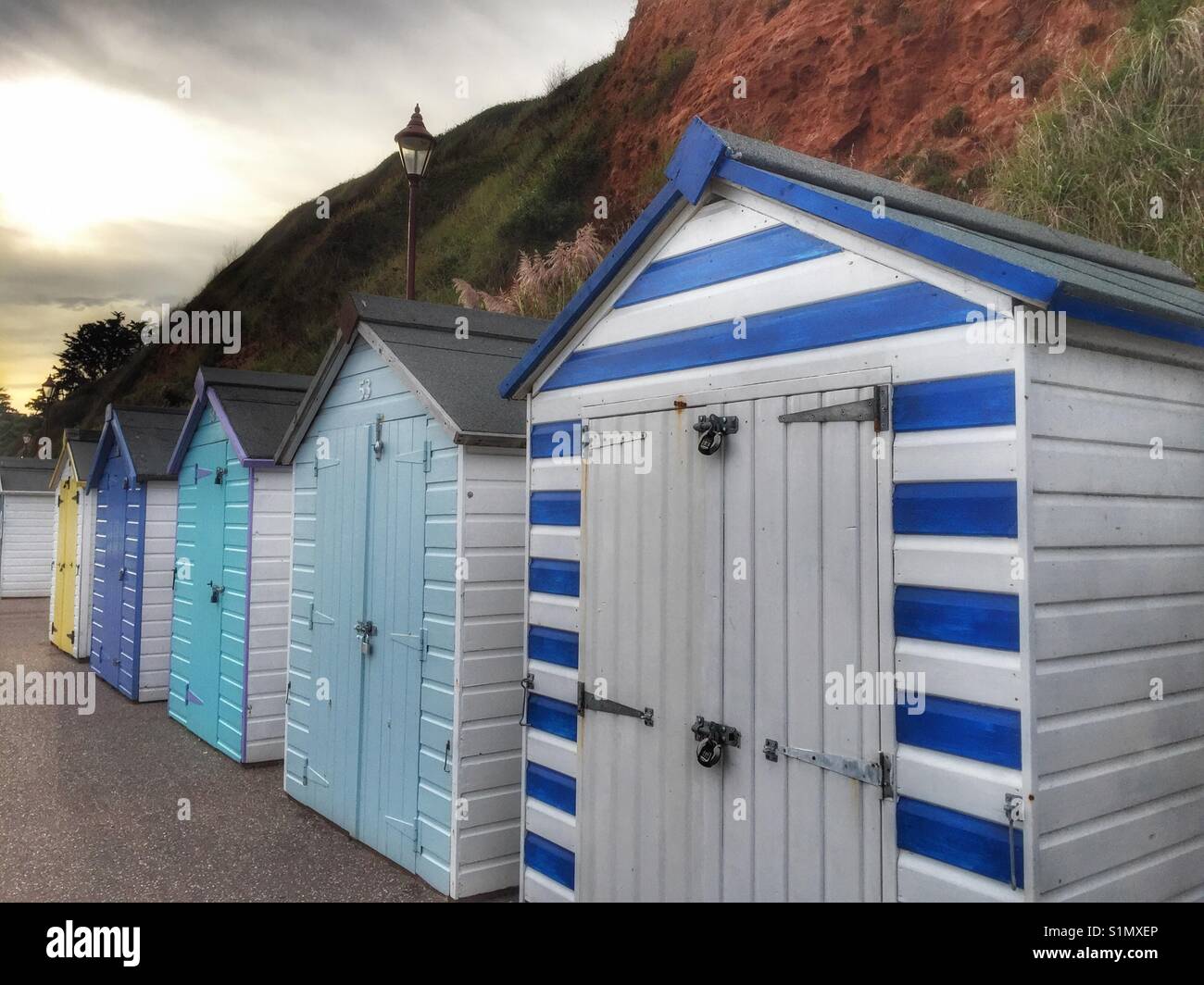 Beach huts in Seaton, Devon in England Stock Photo - Alamy
