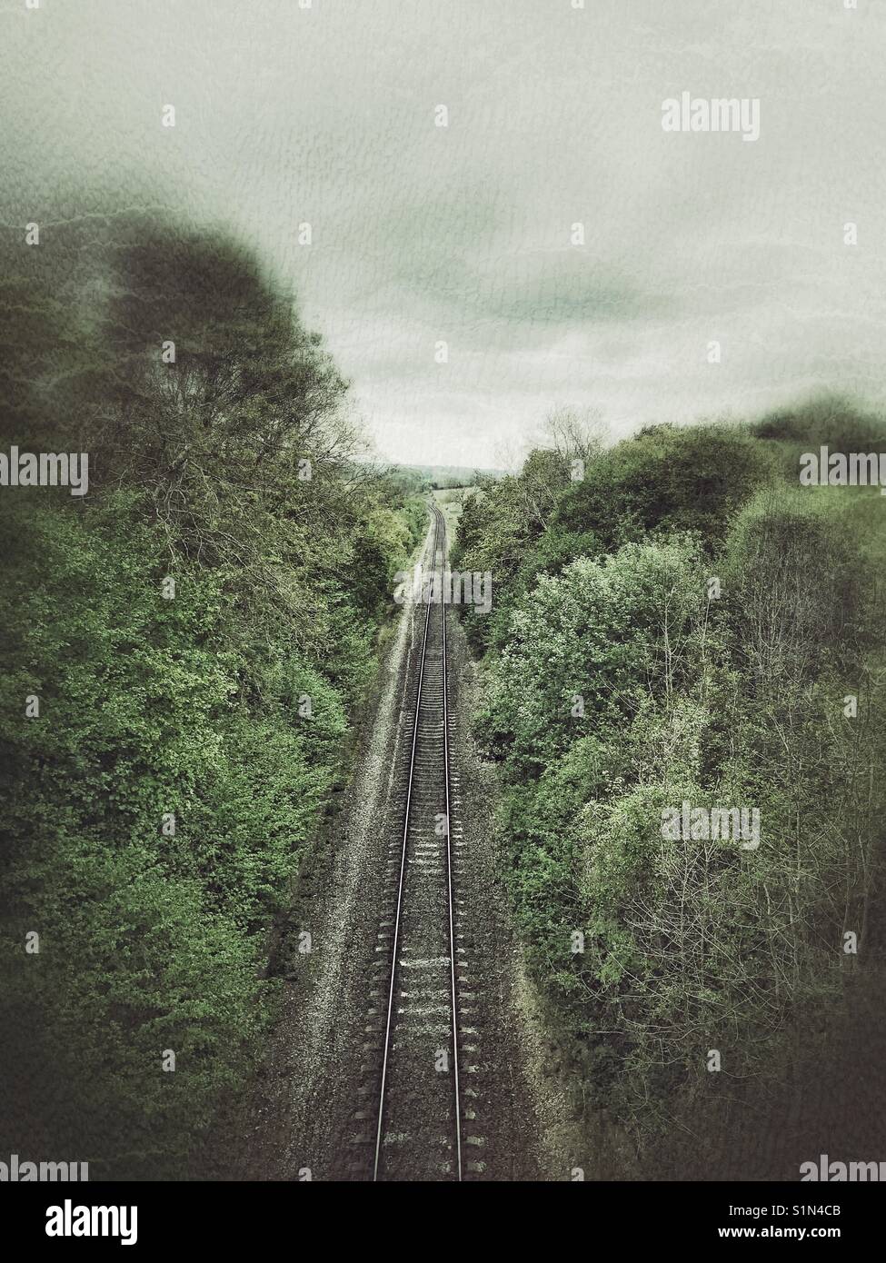 A long railway line Stock Photo - Alamy