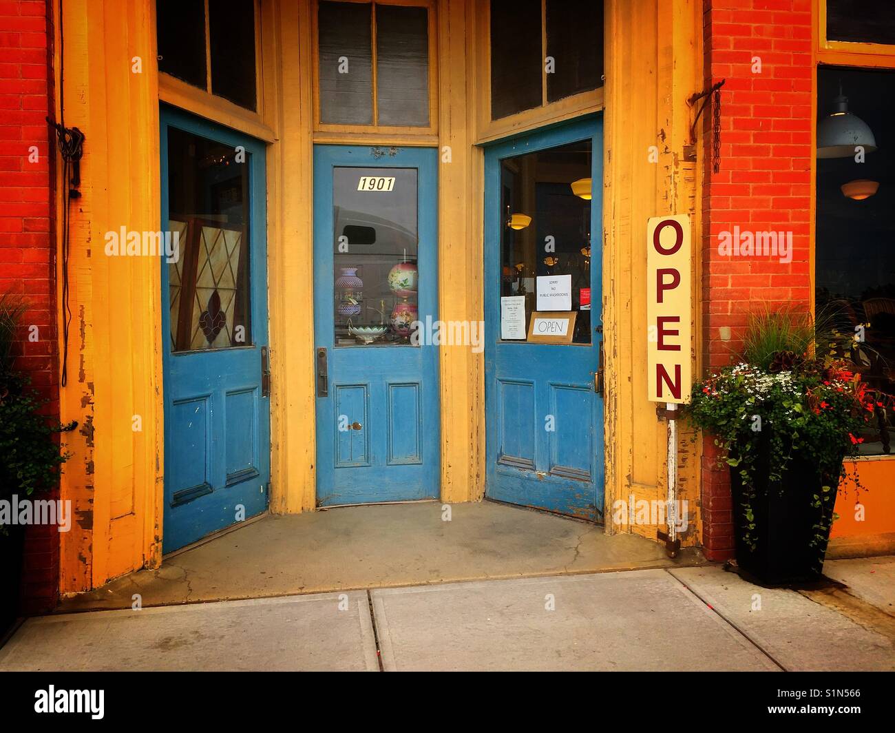 Three blue doors Stock Photo - Alamy