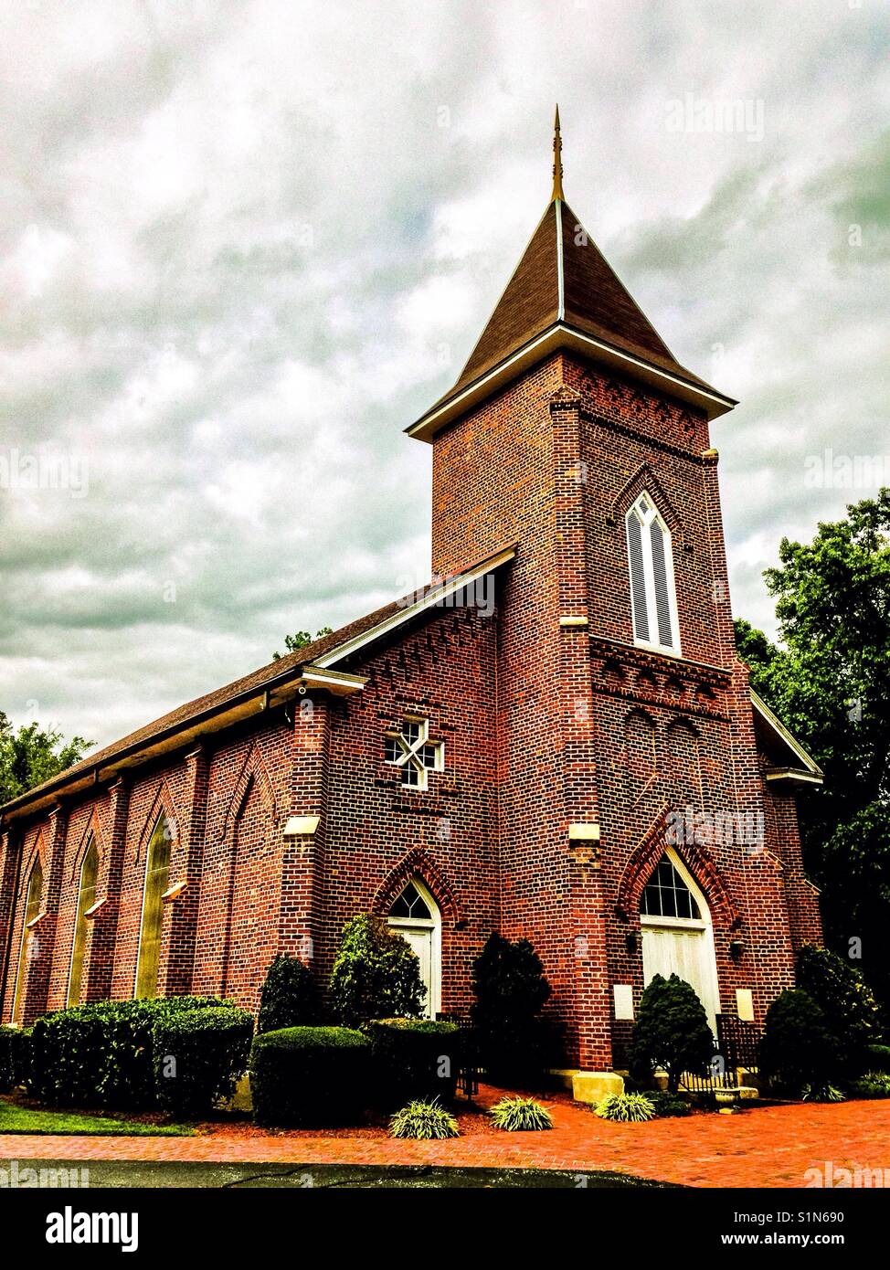 Historic Thyatira church Rowan county North Carolina cloudy Stock Photo ...