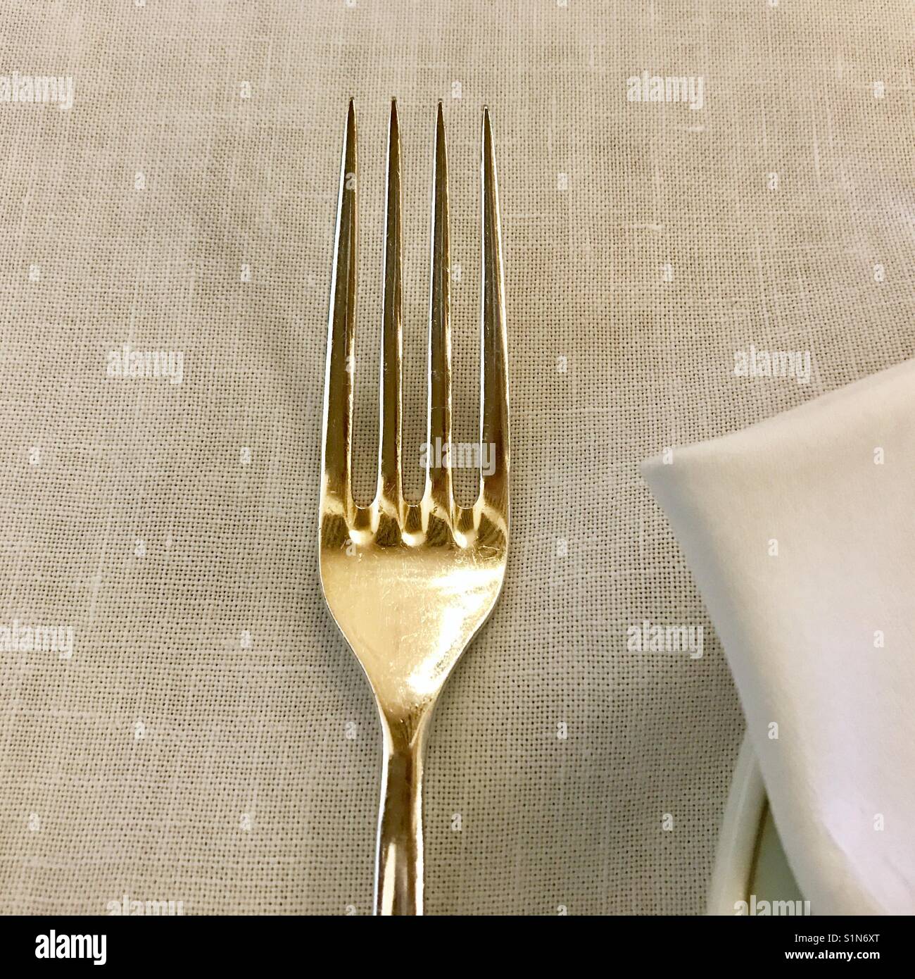 Fork on set table Stock Photo - Alamy