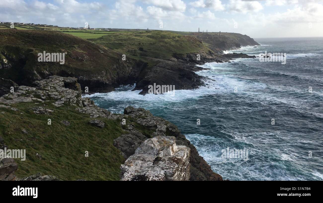 Coast at Pendeen Lighthouse Stock Photo - Alamy