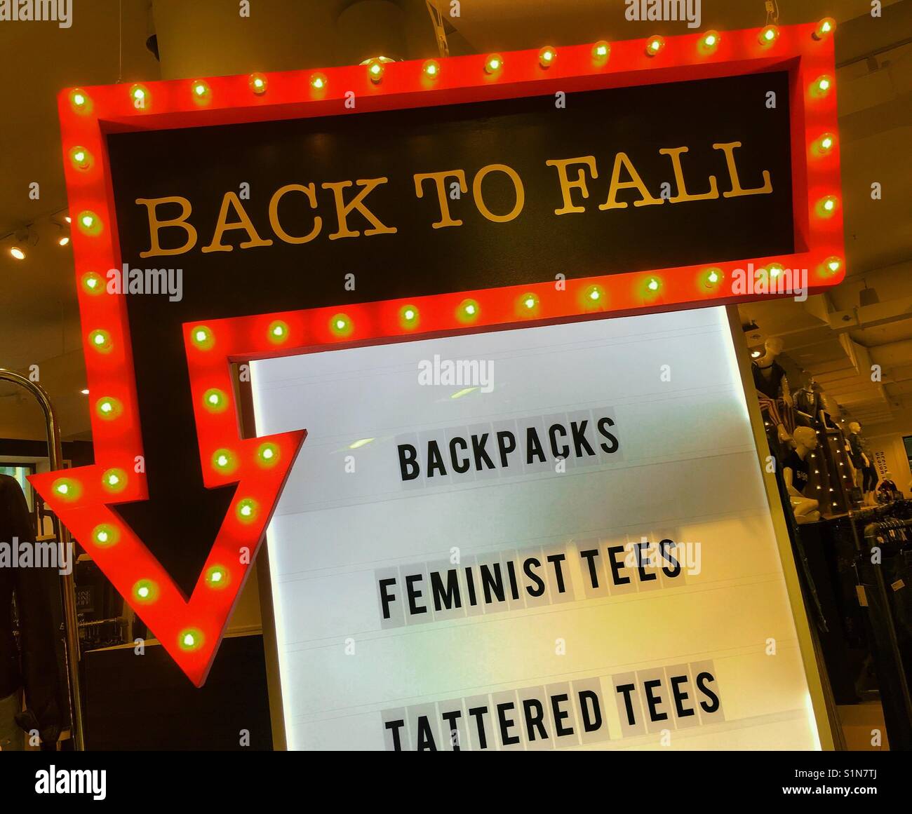 Back to school sign at retail store, NYC, USA Stock Photo - Alamy