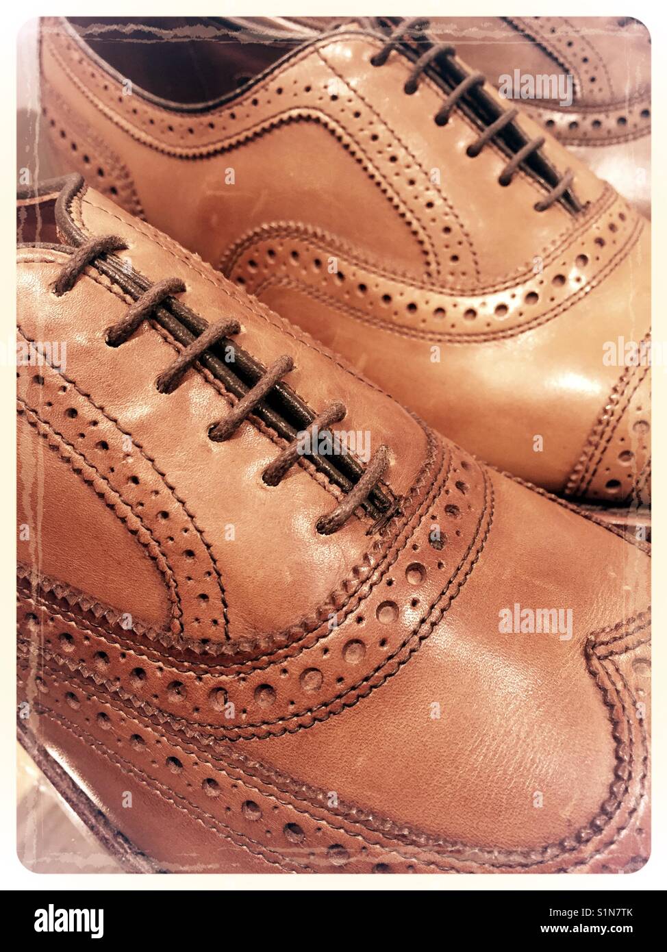 Classic brown leather wingtip men's shoes, USA Stock Photo - Alamy