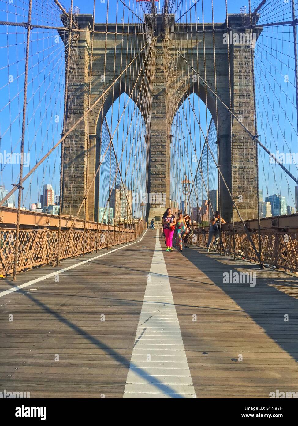 Structure of the Brooklyn Bridge, New York City, New York Stock Photo ...