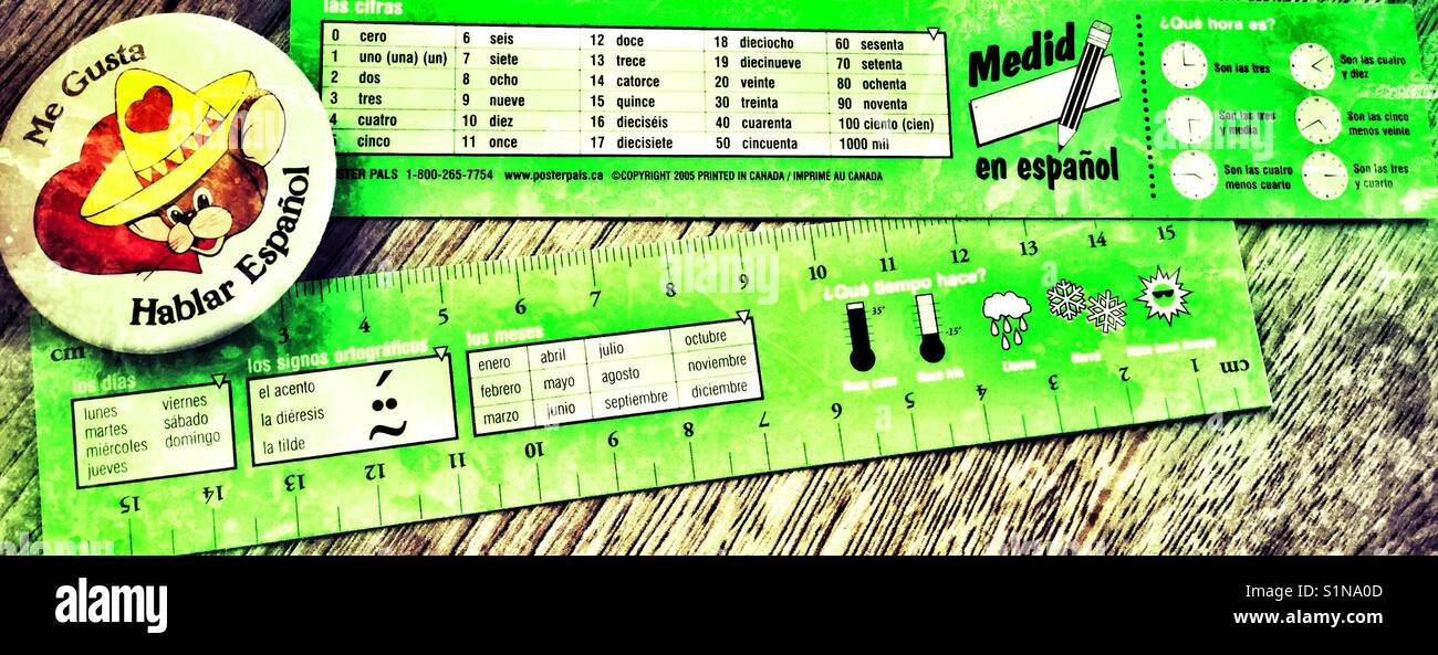 Spanish language learning tools Stock Photo - Alamy