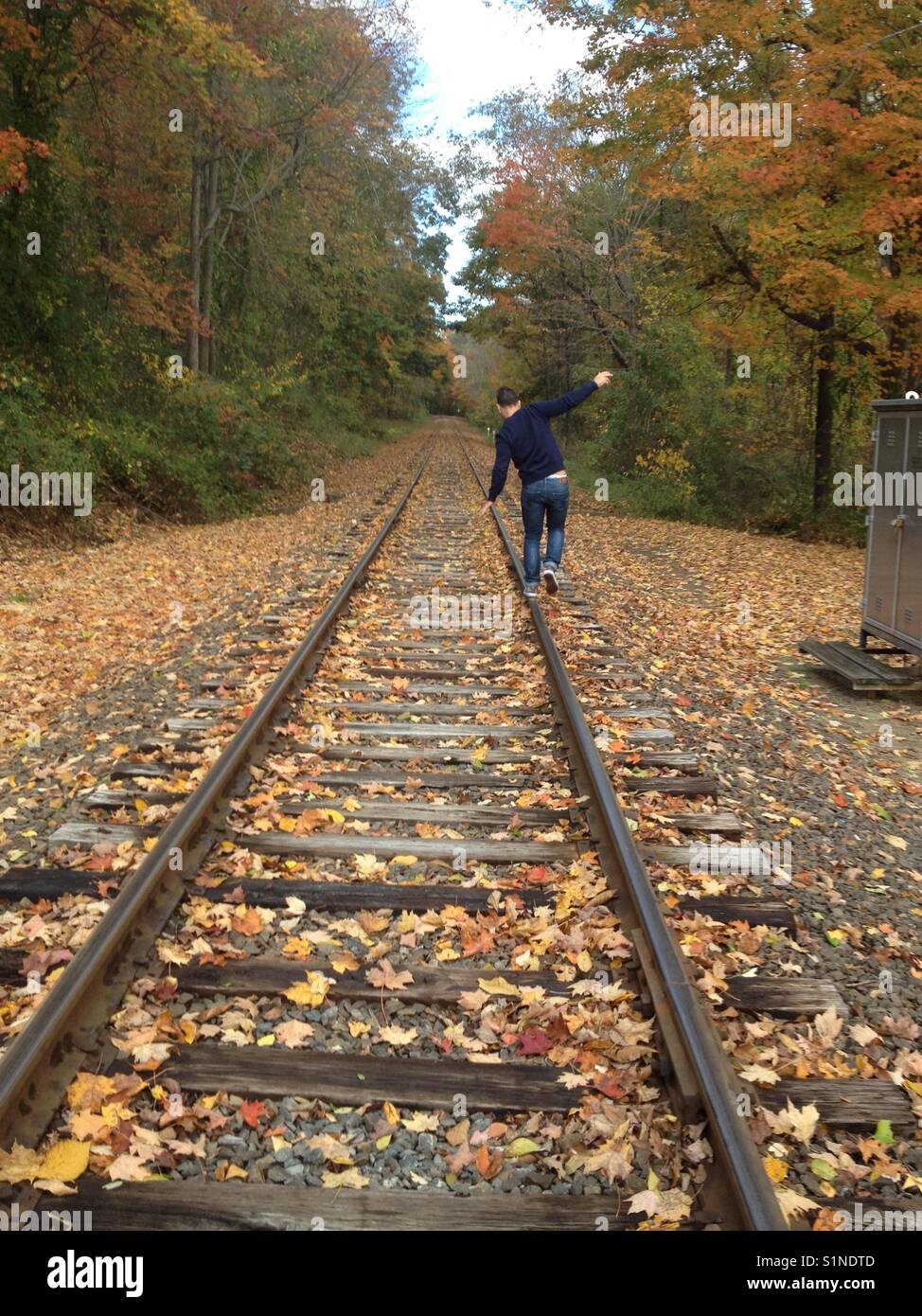 walking on the train tracks Stock Photo - Alamy