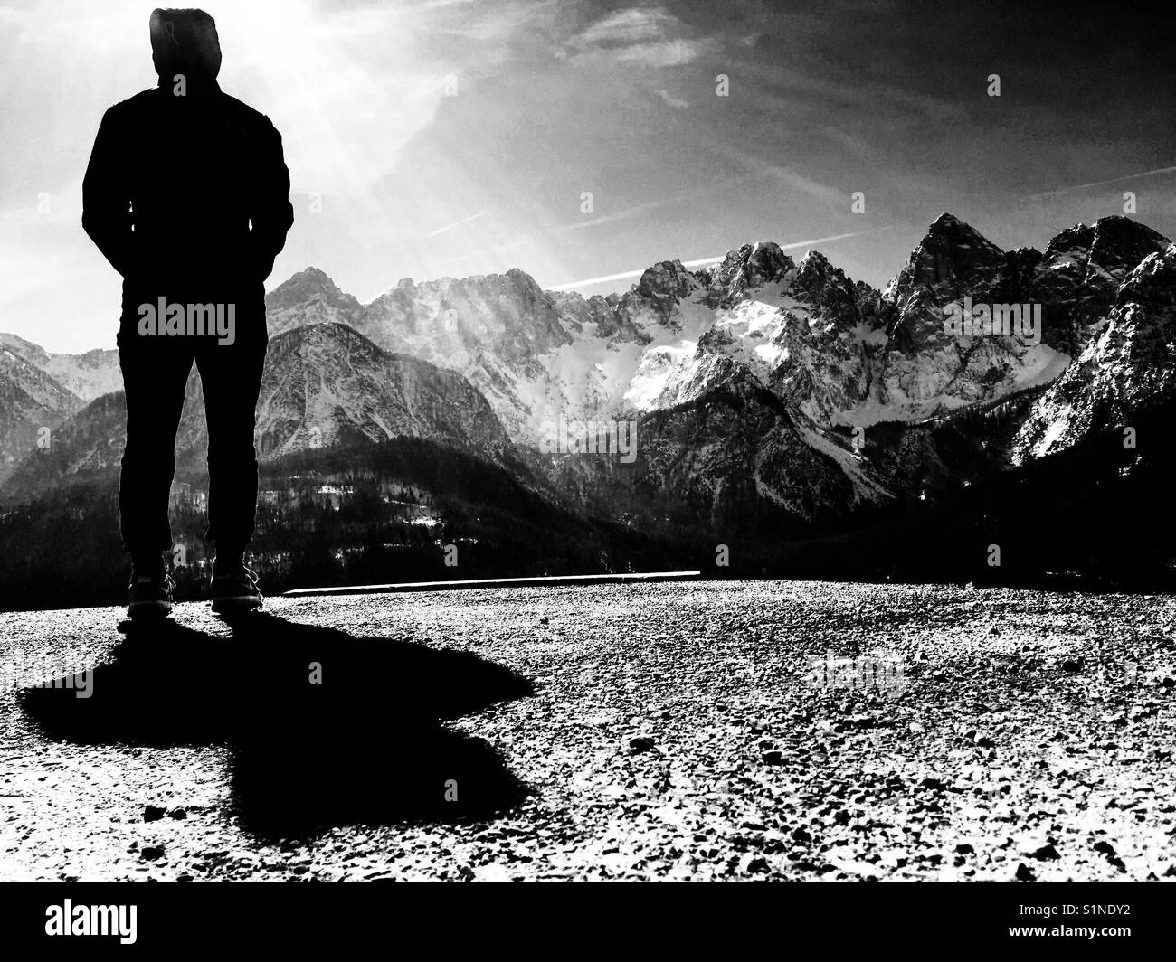 Silhouette and a view at the mountains, mountain spik, kranjska gora ...