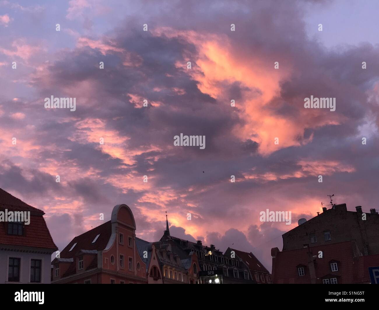 Sunset in Riga Old Town Stock Photo - Alamy