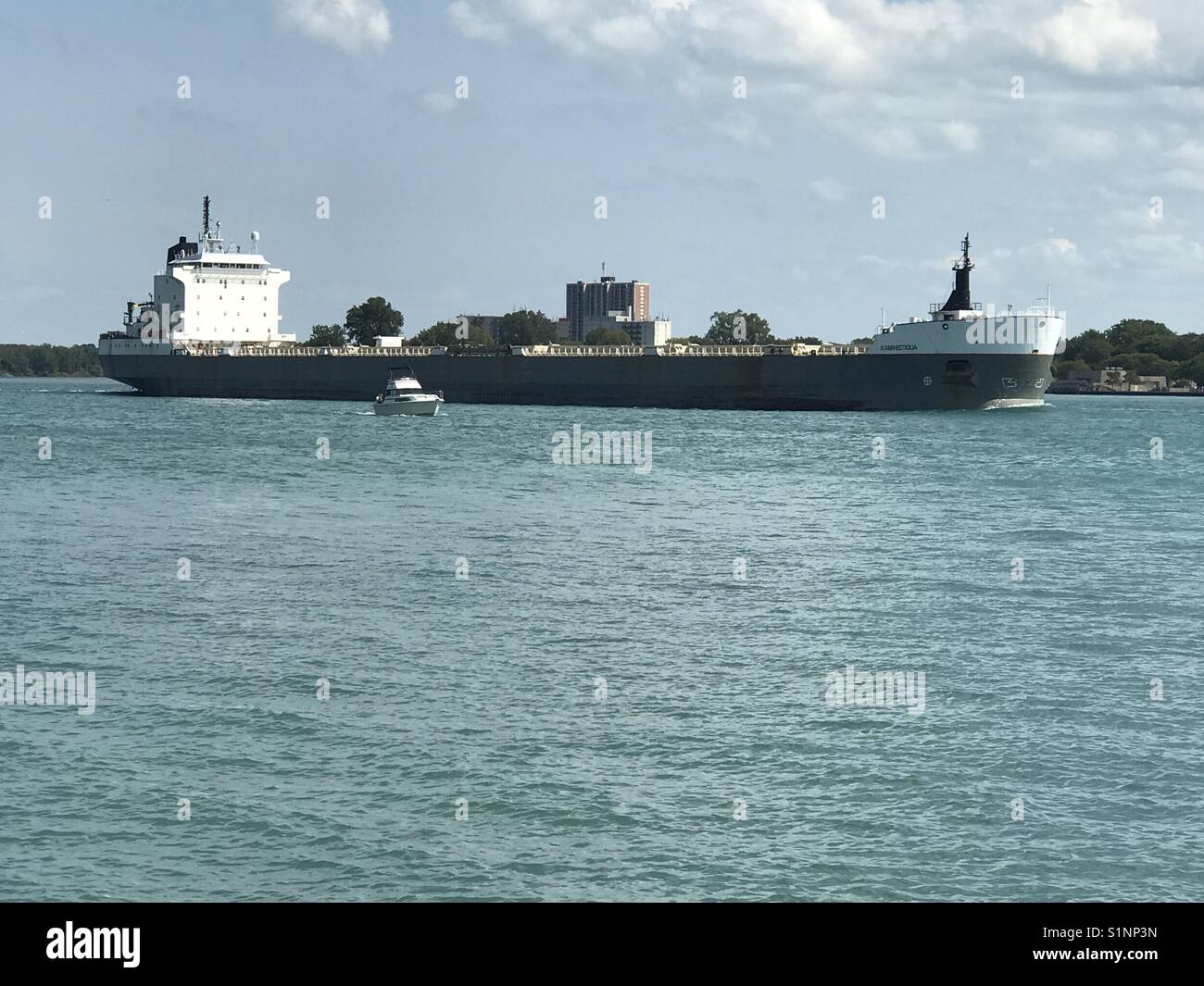 Freighter on Detroit River Stock Photo - Alamy