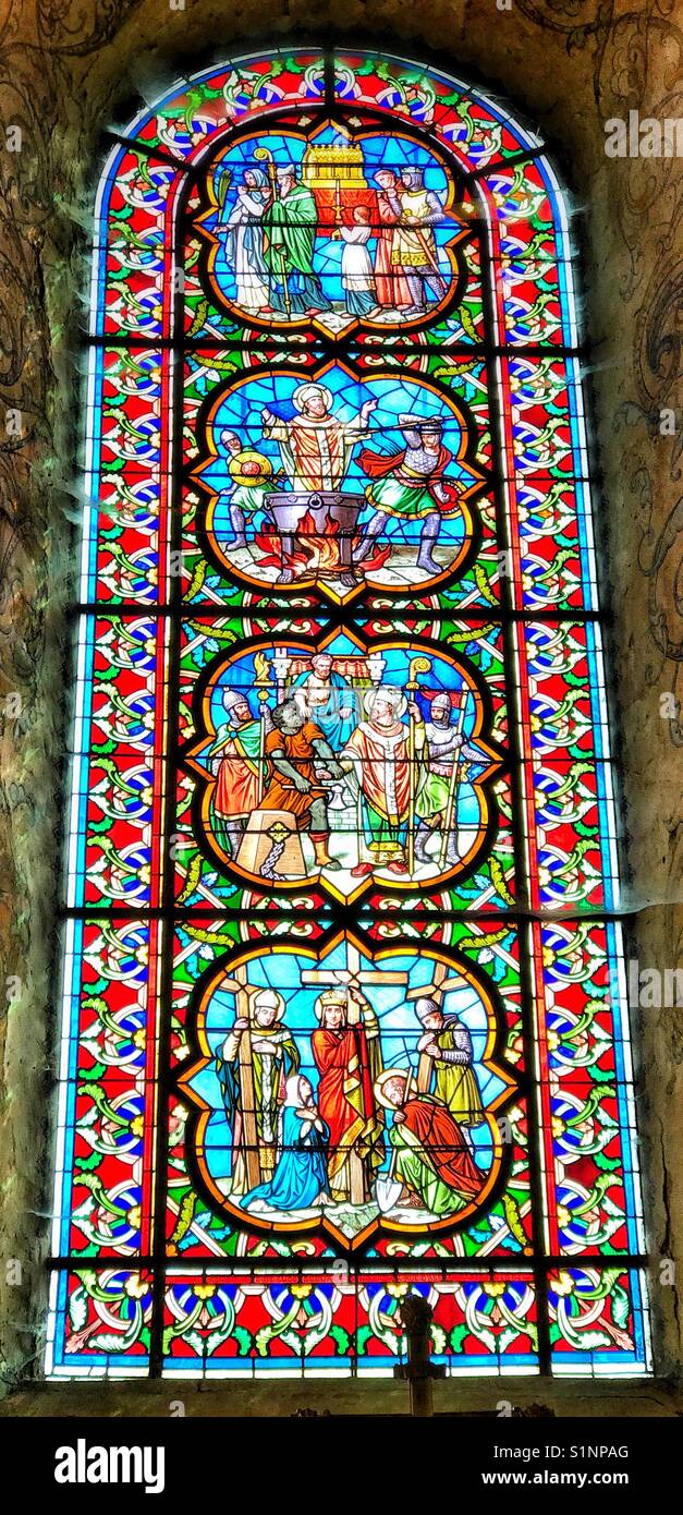 Stained glass detail in a medieval church Stock Photo - Alamy