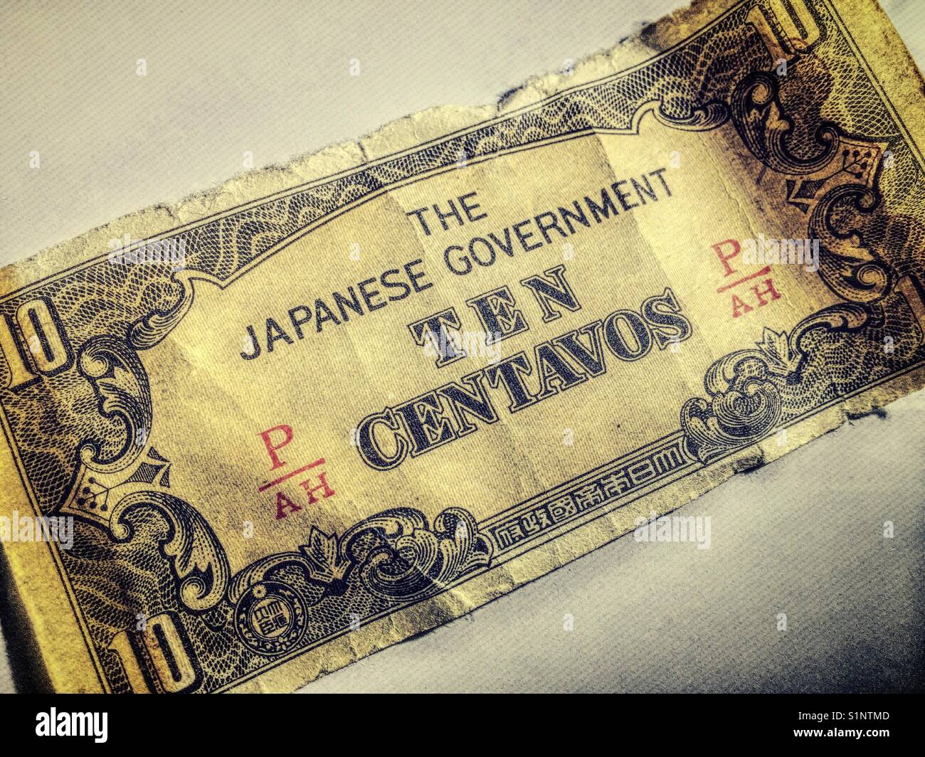 World war two era 10 centavo bank note issued by Japanese occupying ...