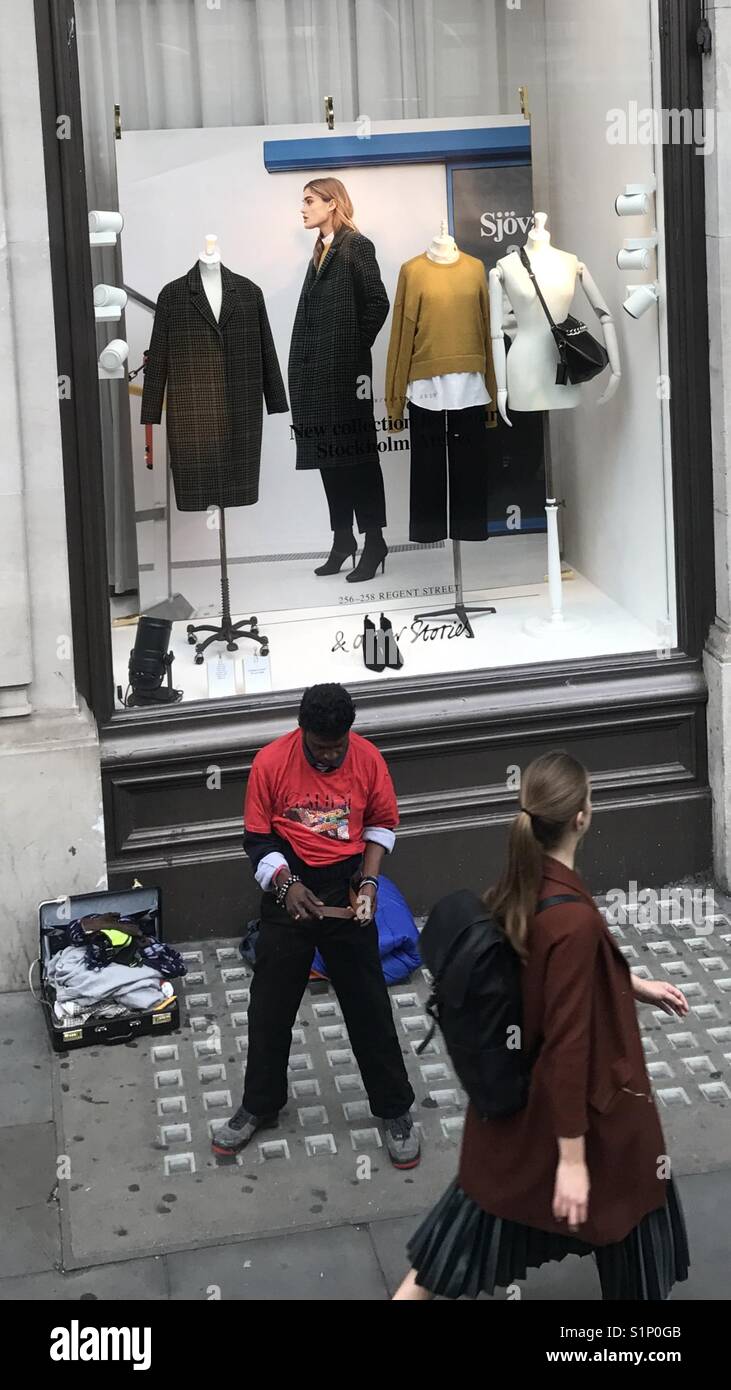 Oxford street fashion life of the homeless the window the man the ...