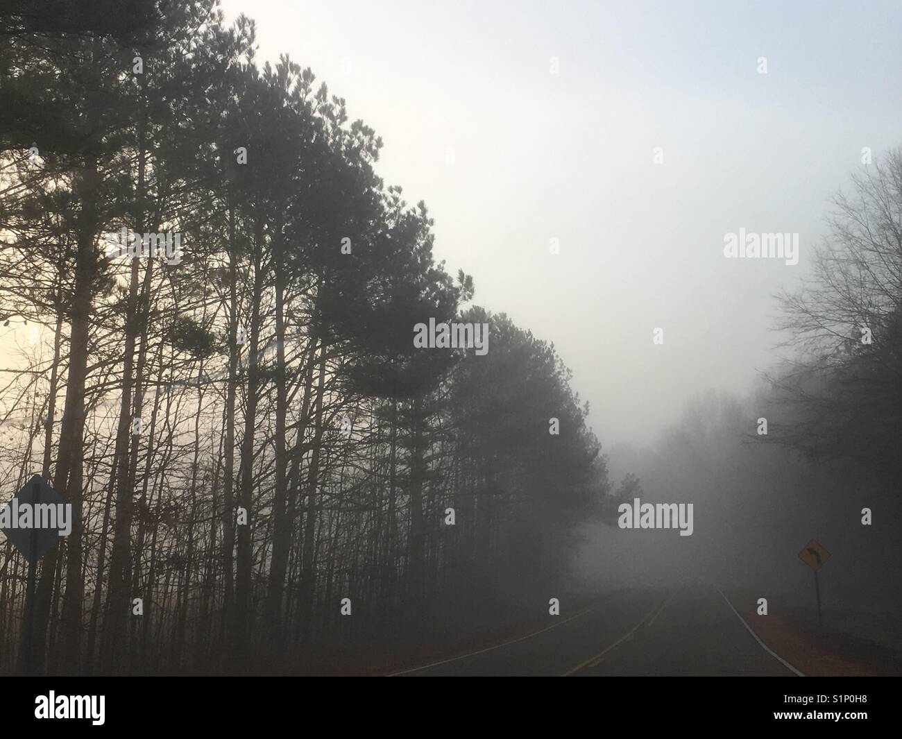 Foggy road hi-res stock photography and images - Alamy