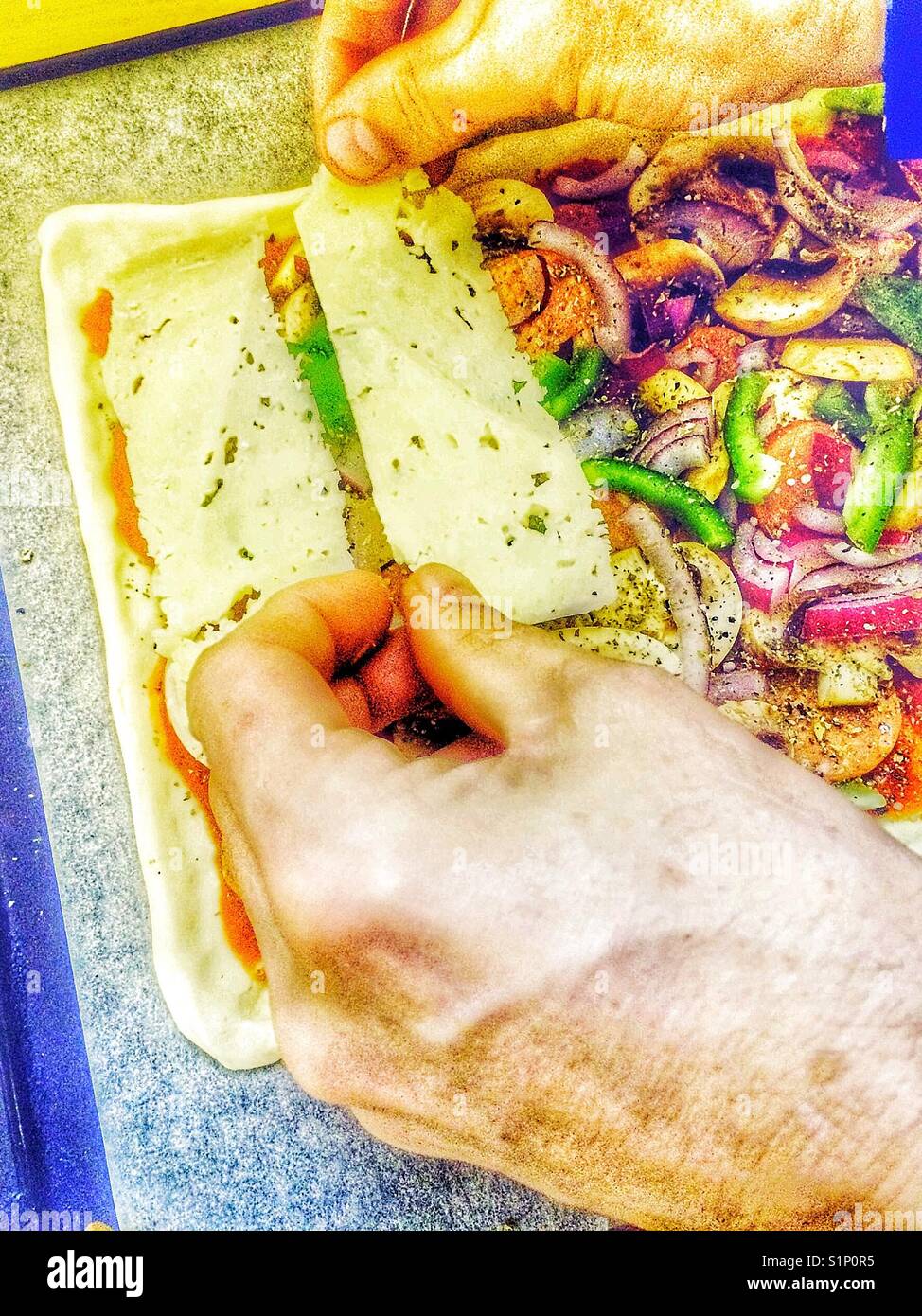 Pizza cheese man adding hi-res stock photography and images - Alamy